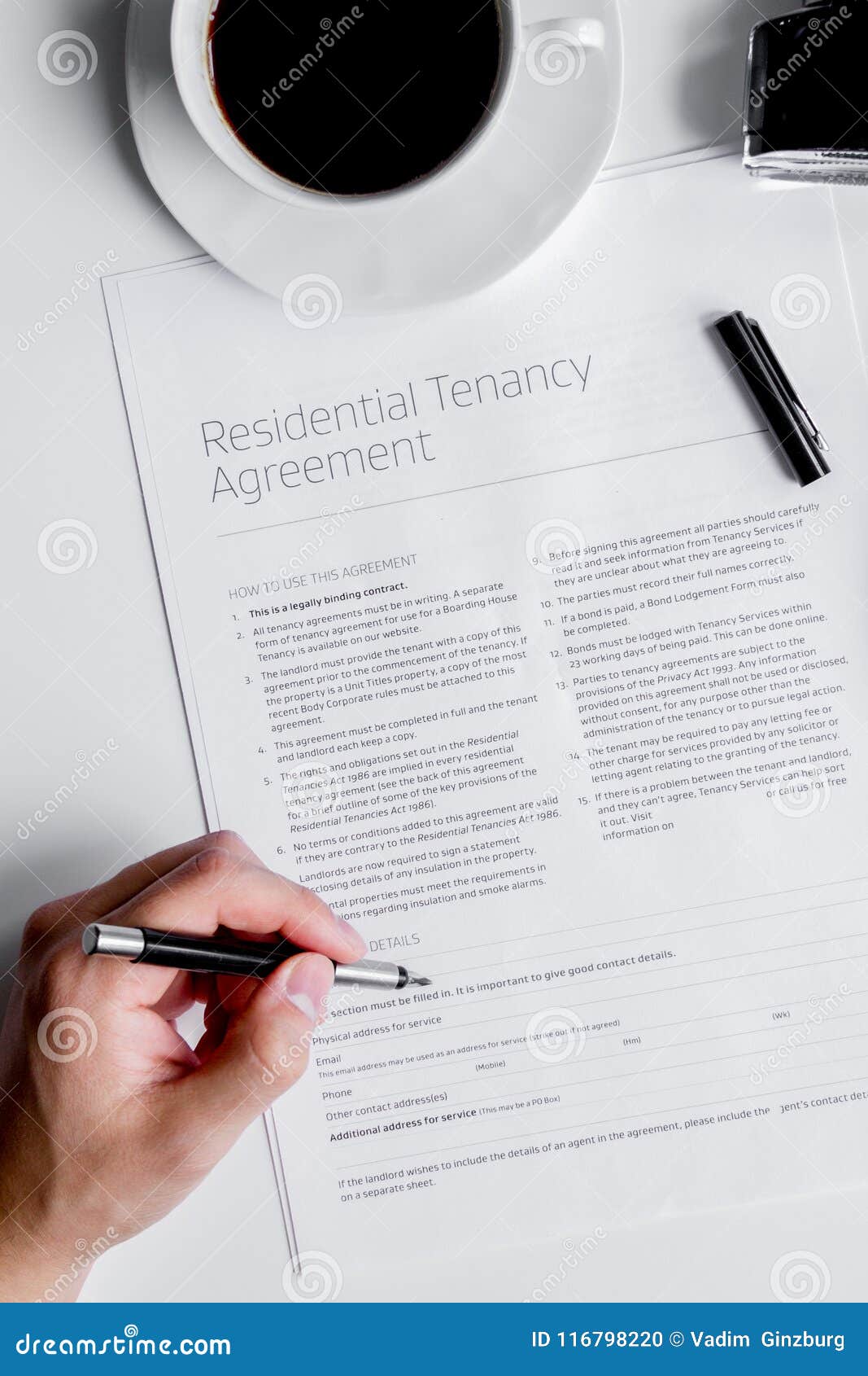 Signing of Agreement Top View on White Background Stock Photo - Image ...