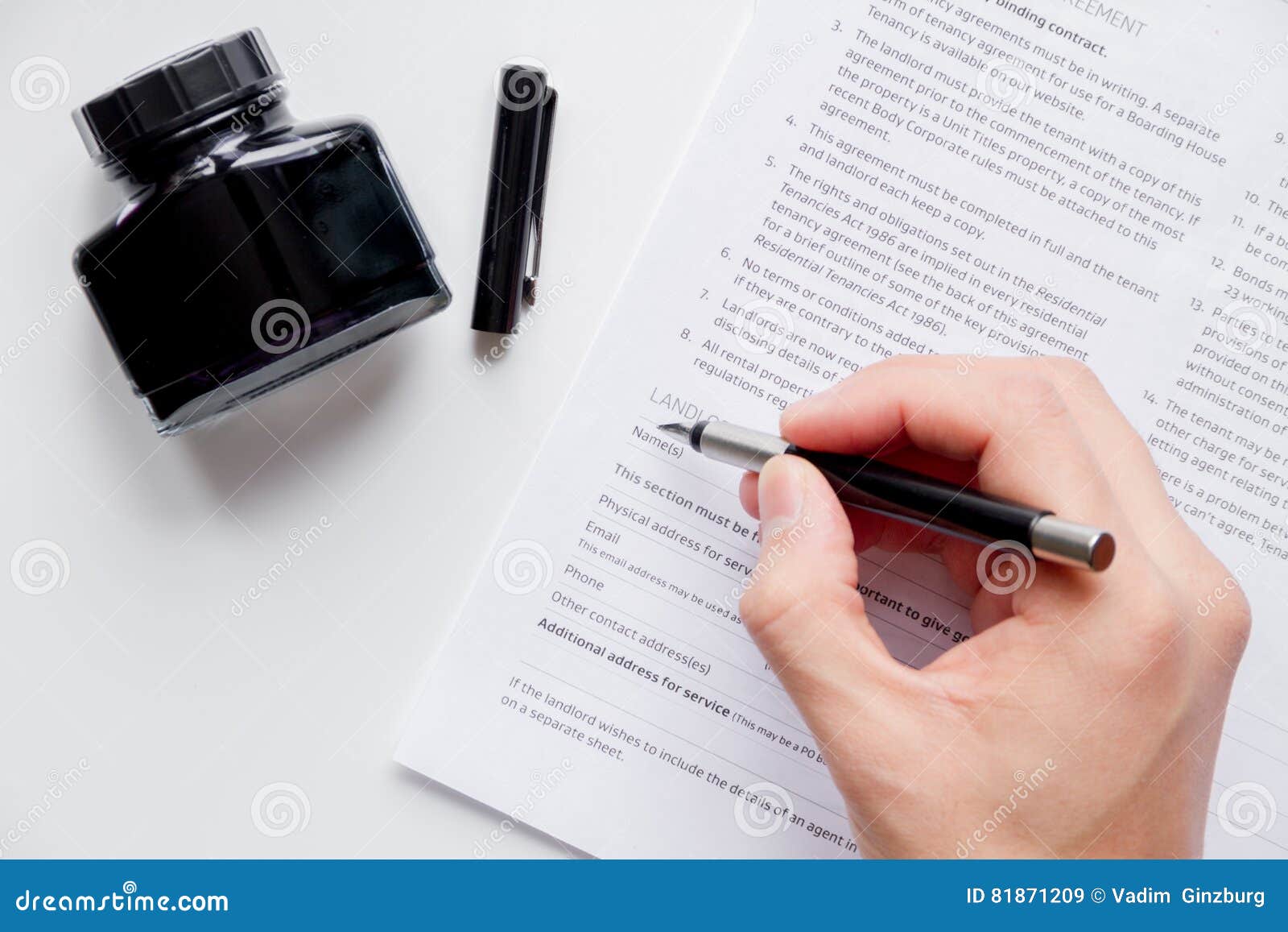 Signing of Agreement Top View on White Background Stock Image - Image ...