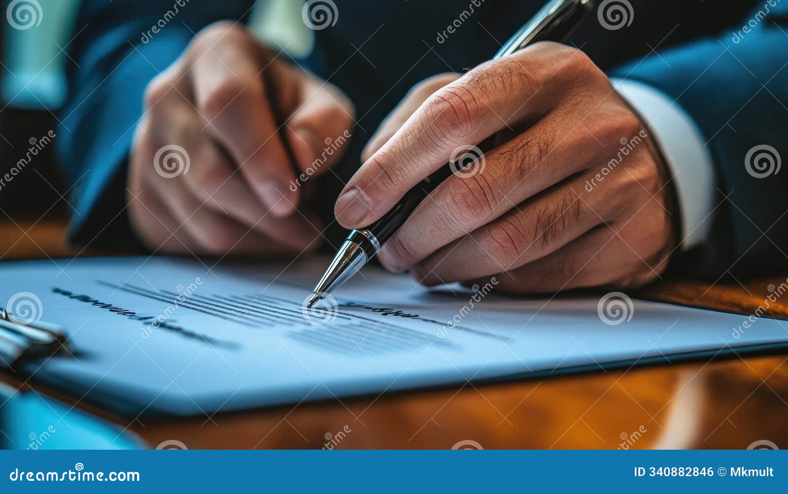 Signing an Auto Insurance Policy Agreement by a Customer in a Formal ...