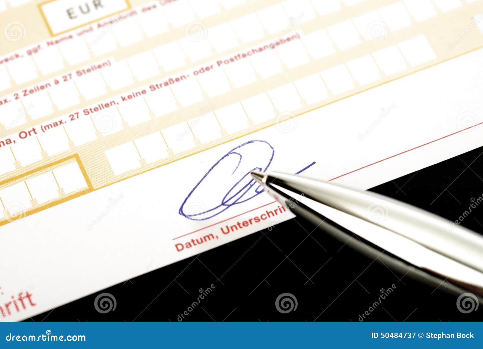 Signing a bank transfer stock image. Image of bank, business - 50484737