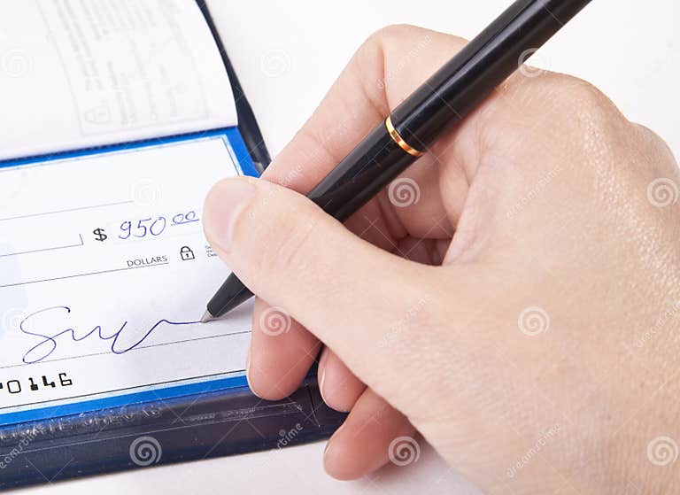 Signing a check stock photo. Image of amount, finance - 22293544