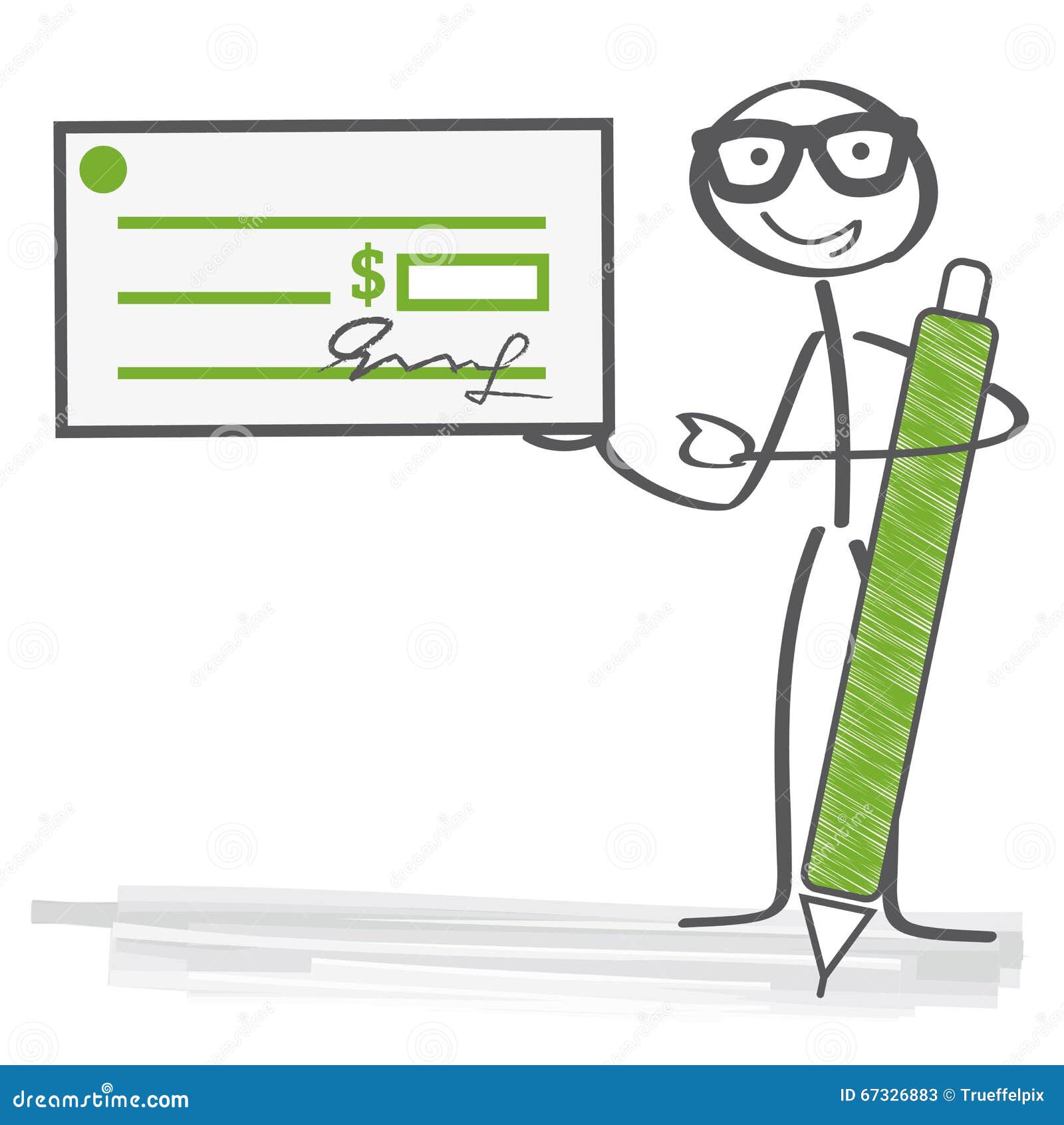 Signing check stock illustration. Illustration of investment - 67326883