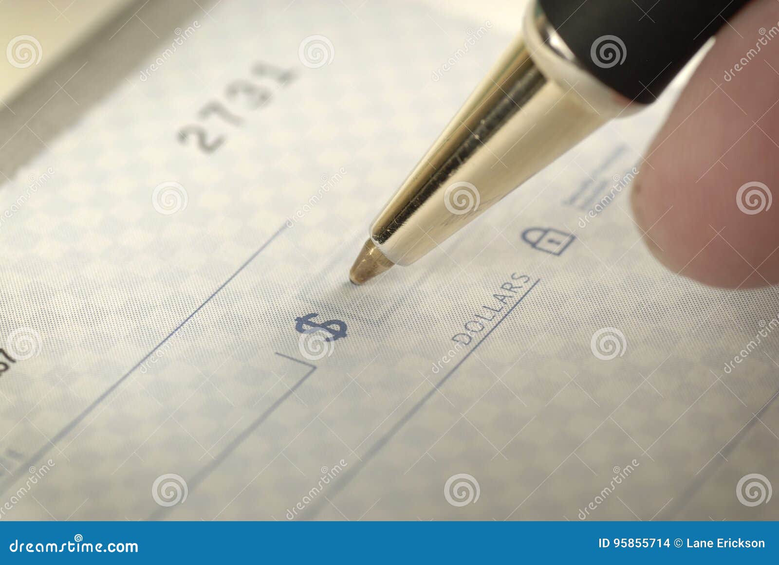 Signing a Check for Personal Finances Stock Photo - Image of amount ...