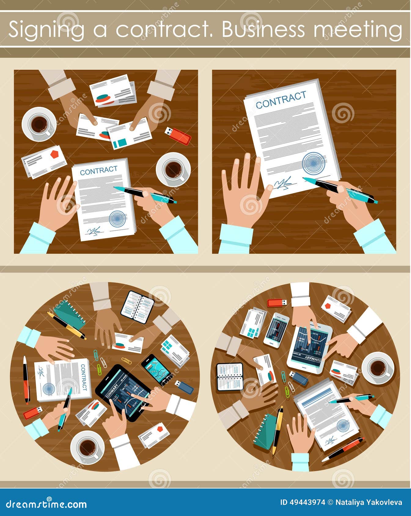 Signing a Contract. Business Meeting. Stock Vector - Illustration of ...