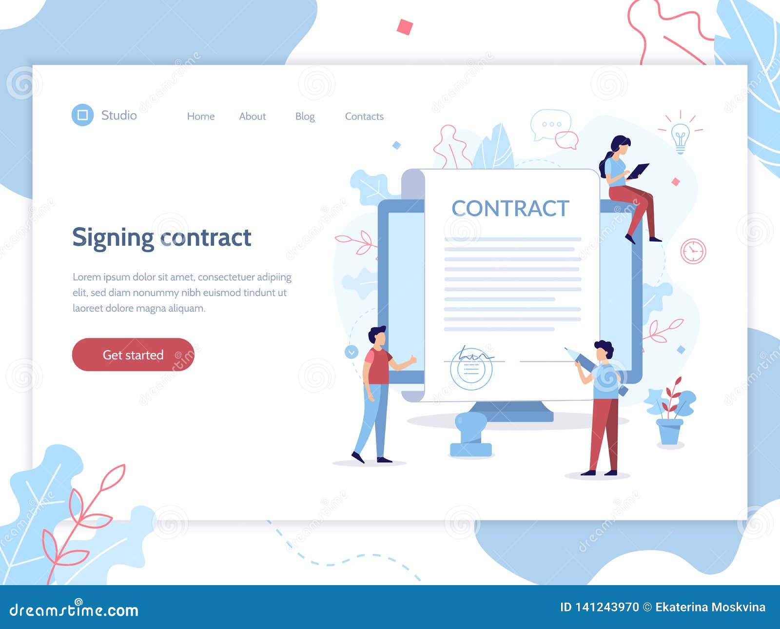 Signing Contract Flat Illustration Stock Vector - Illustration of ...