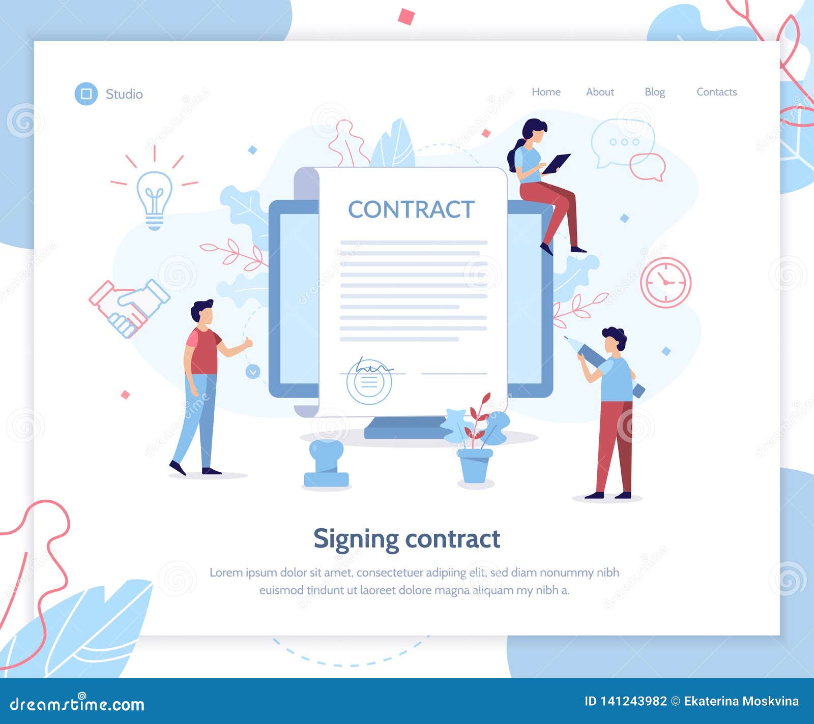 Signing Contract Flat Illustration Stock Vector - Illustration of ...