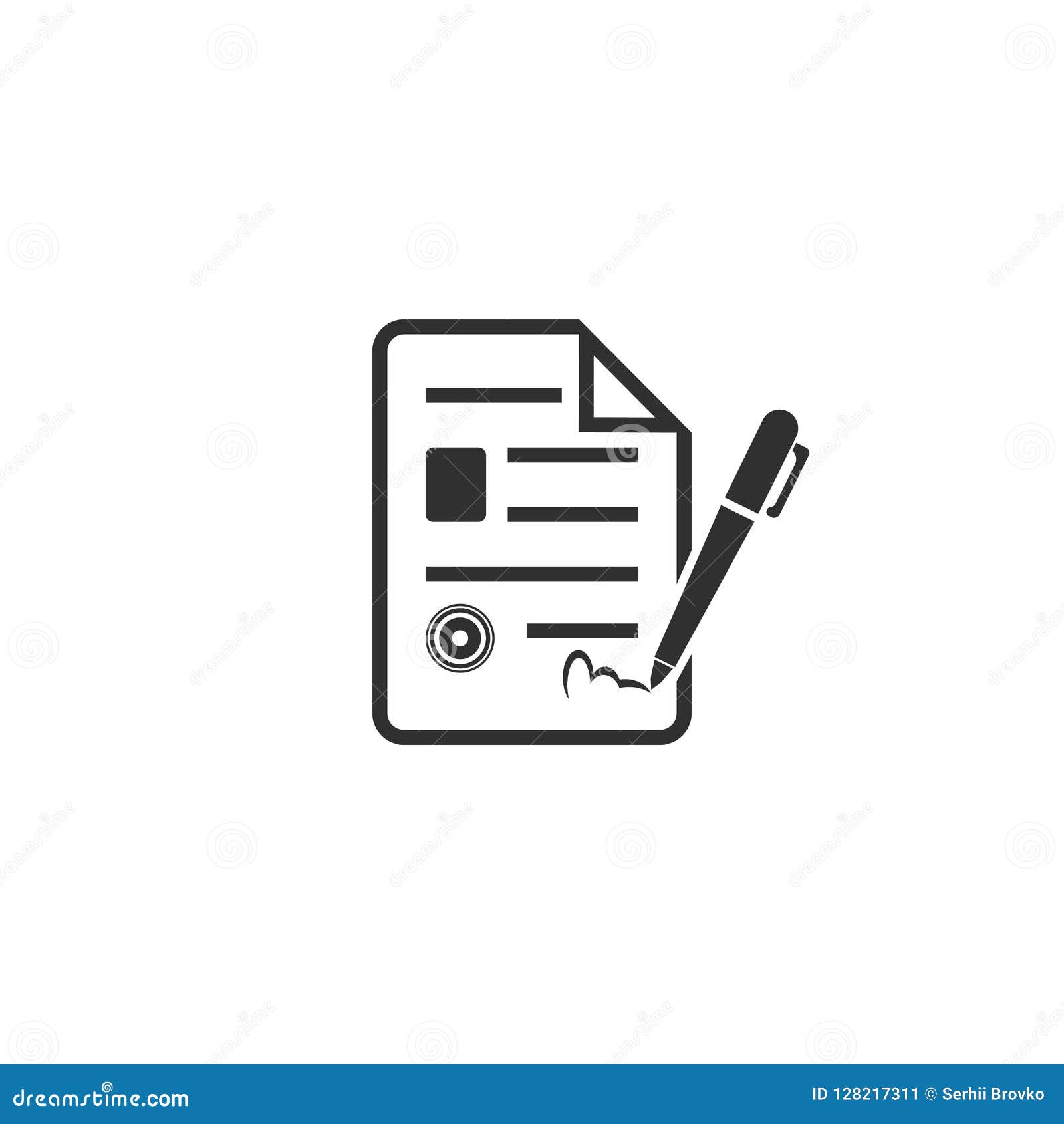Signing Contract Icon Isolated on White Background. Vector Illustration ...