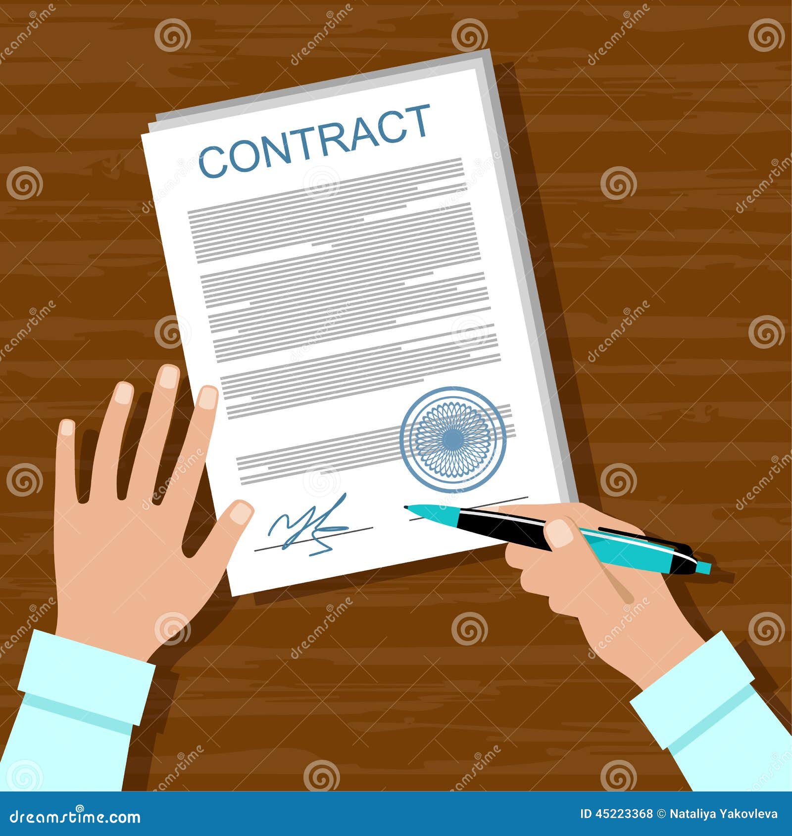 Signing a contract. stock vector. Illustration of signature - 45223368