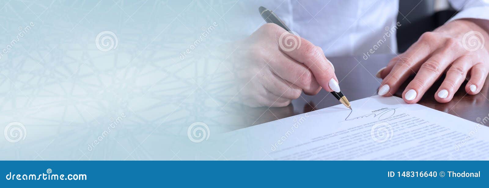 Signing of a Contract. Panoramic Banner Stock Photo - Image of paper ...