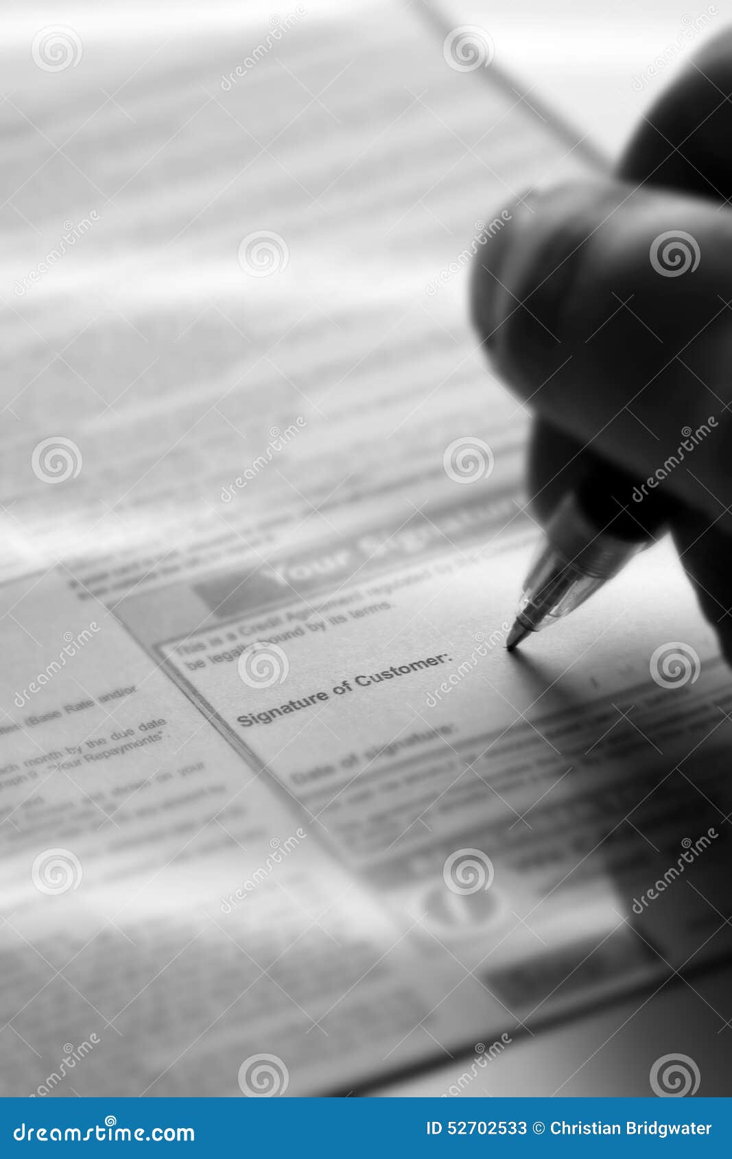 Signing Credit Card Application Form Stock Image - Image of question ...
