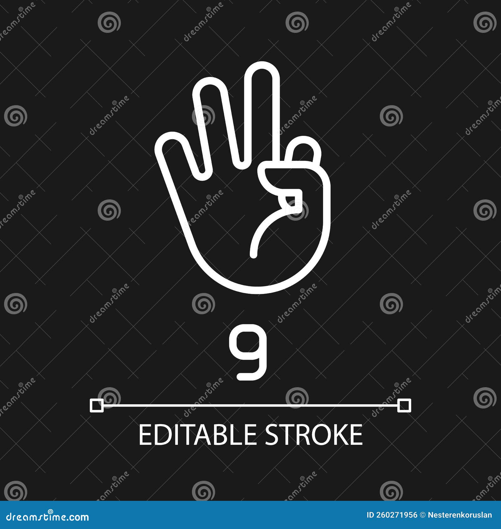 Signing Digit Nine In ASL Pixel Perfect Linear Icon Cartoon Vector ... Signing Digit Nine In ASL Pixel Perfect Linear Icon Cartoon Vector ...