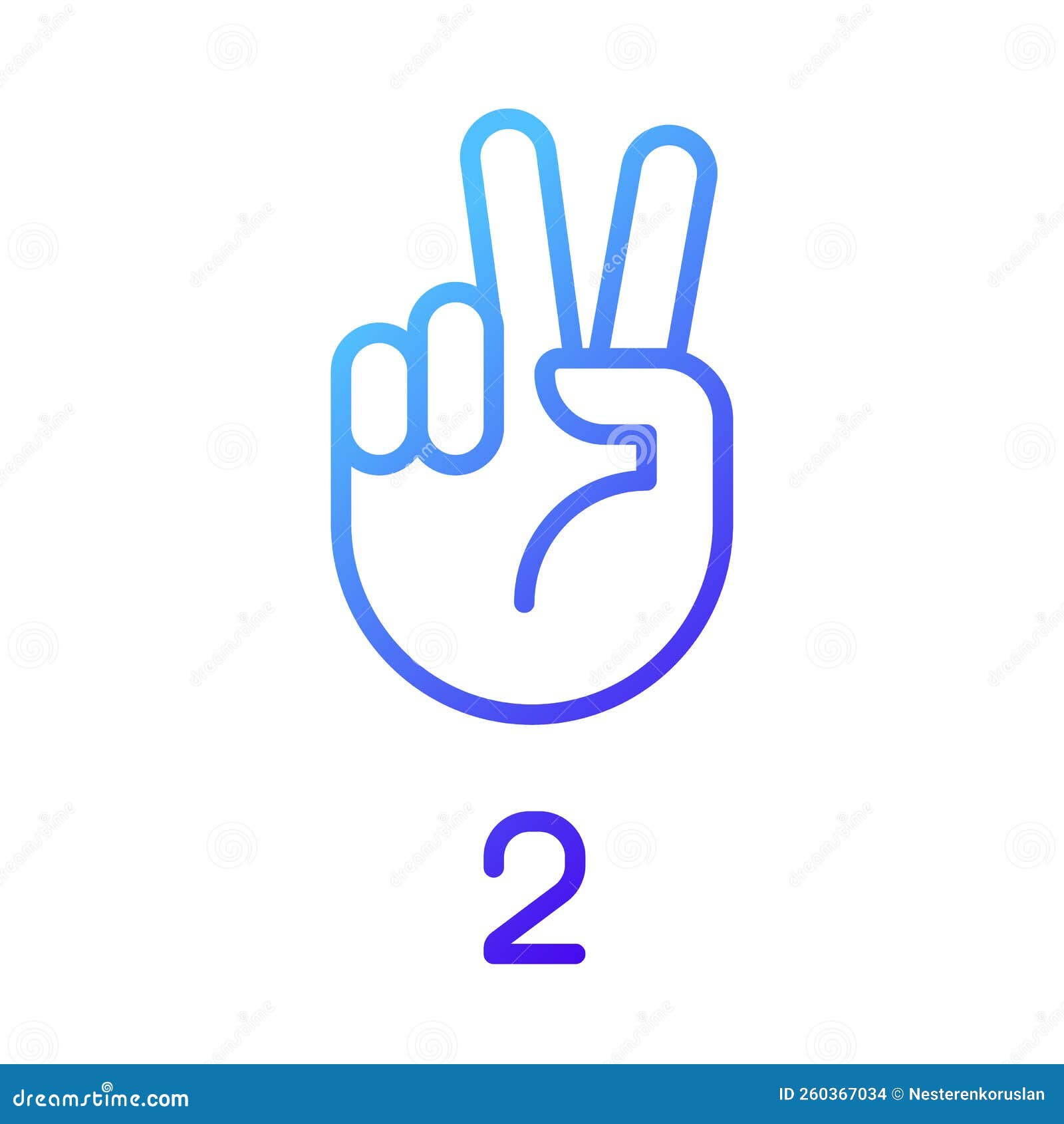 Signing Digit Two in ASL Pixel Perfect Gradient Linear Vector Icon ...