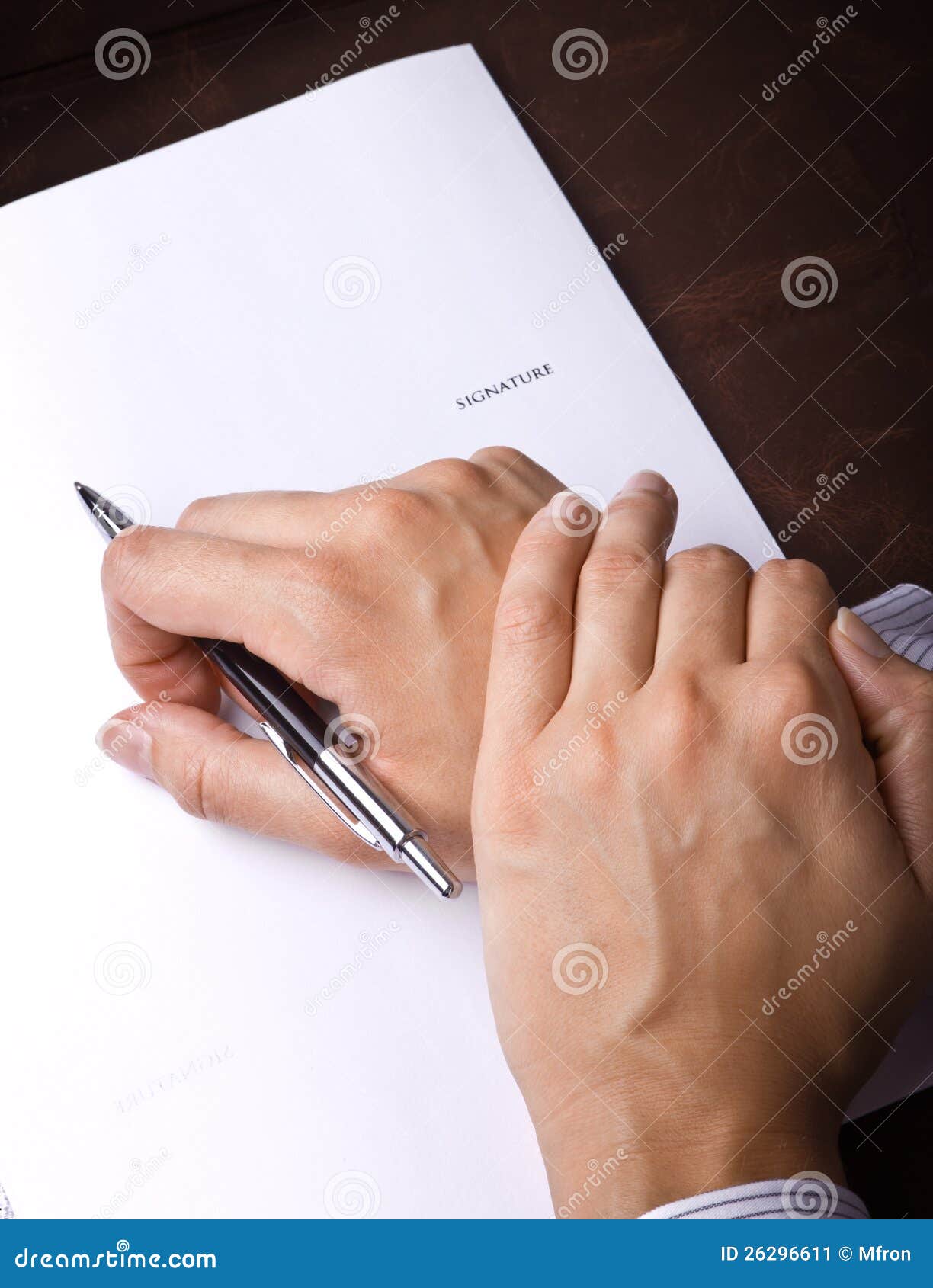 Signing a document stock image. Image of management, professional ...