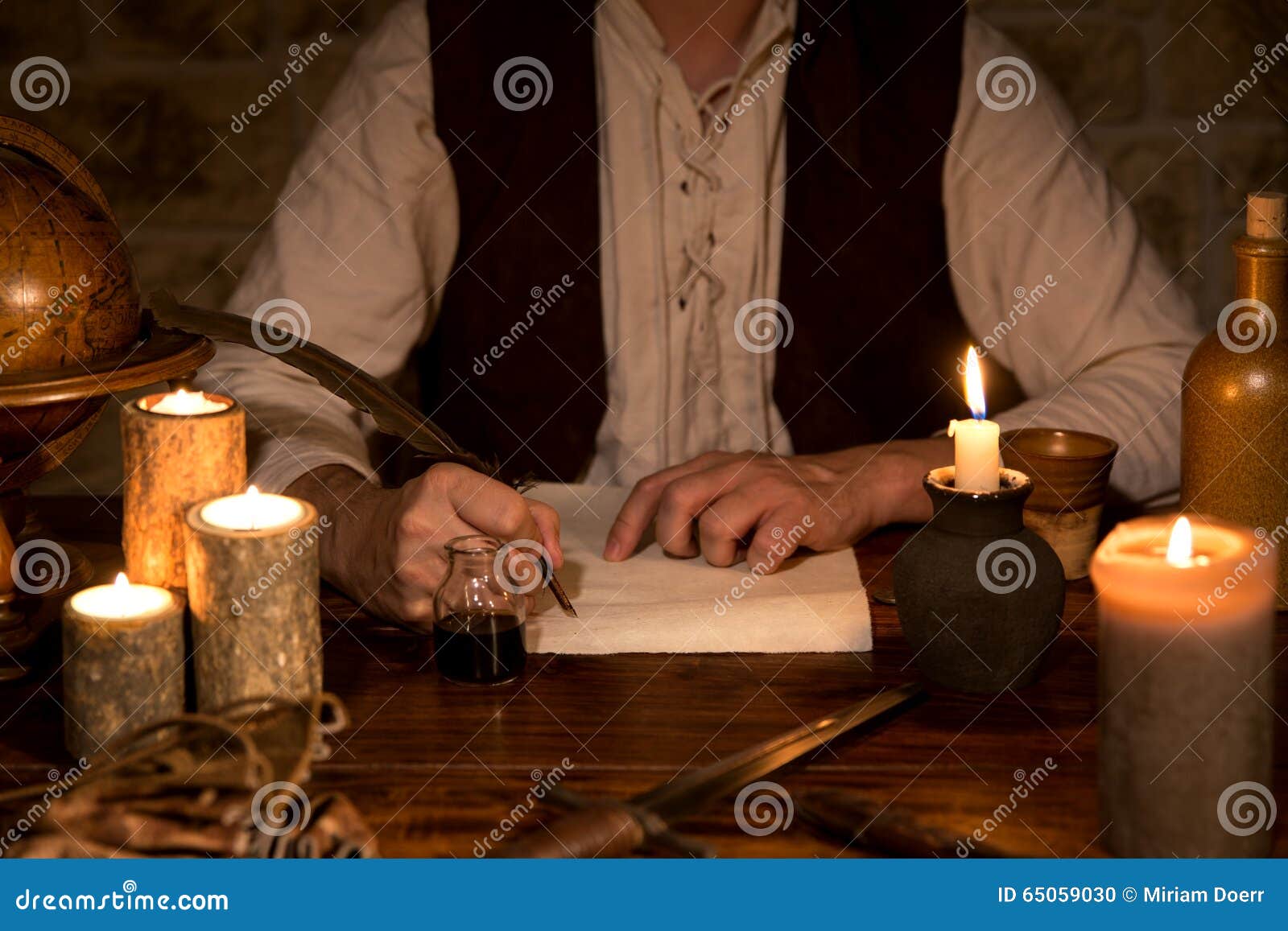 Signing a Document, Medieval Theme Stock Photo - Image of navigator ...