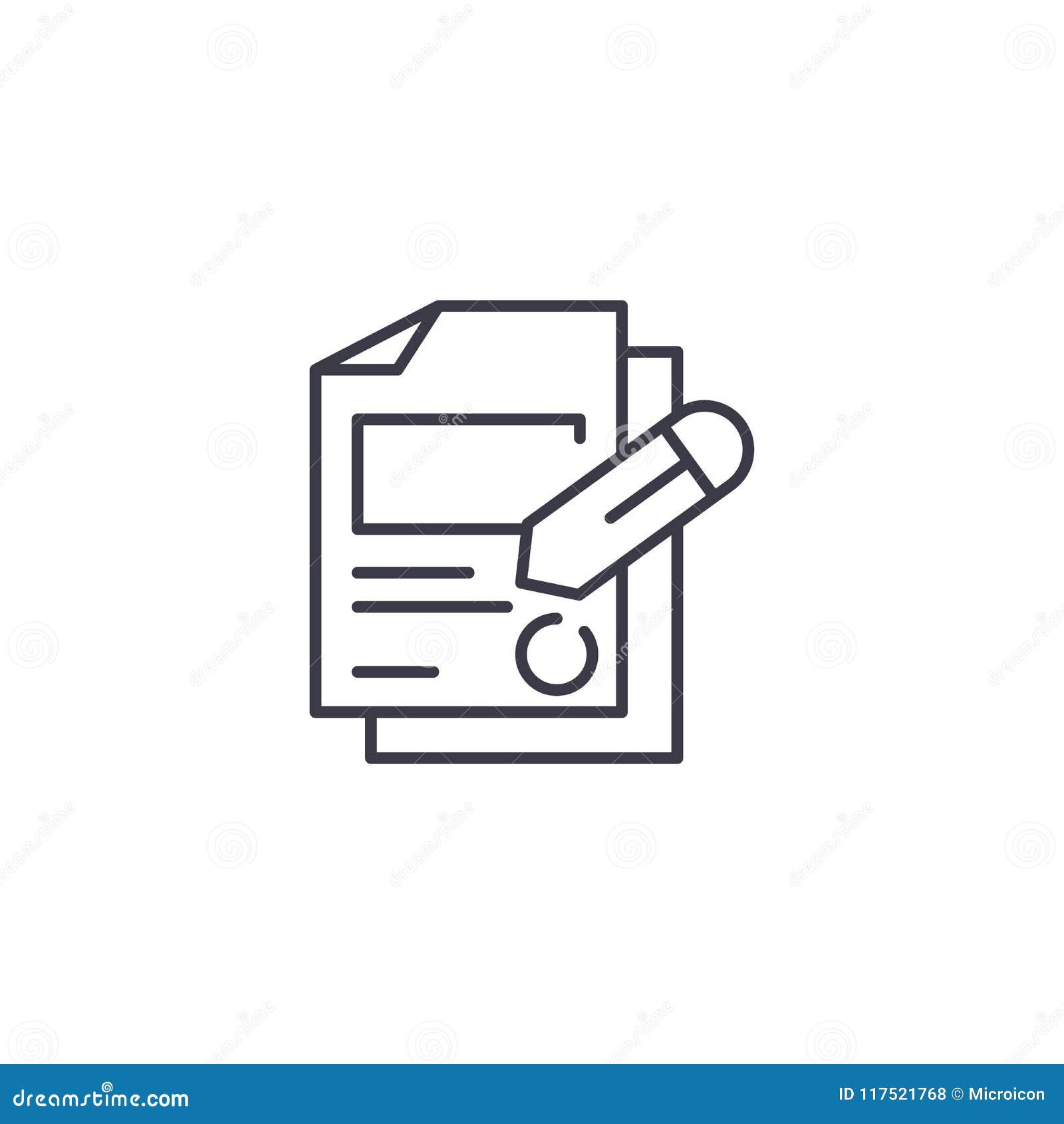 Signing Documents Linear Icon Concept. Signing Documents Line Vector ...