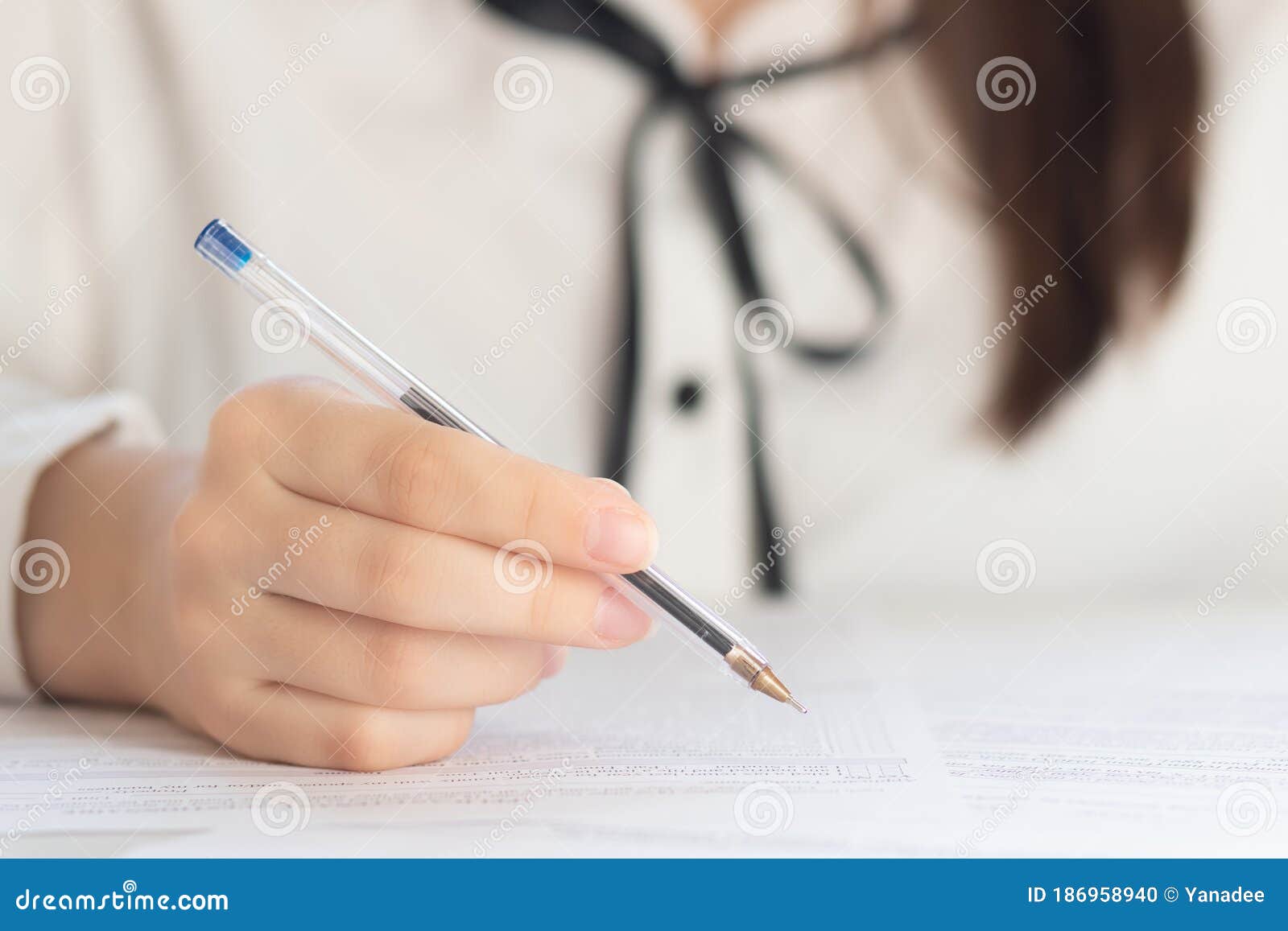 Signing of Documents for Permits, Consent. Hands Hold a Pen Over Paper ...