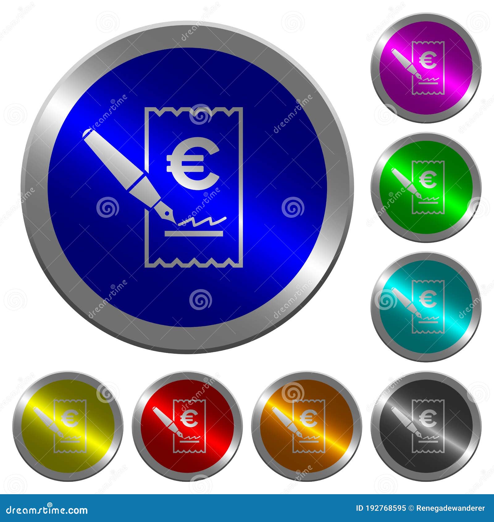 Signing Euro Cheque Luminous Coin-like Round Color Buttons Stock ... Signing Euro Cheque Luminous Coin-like Round Color Buttons Stock ...