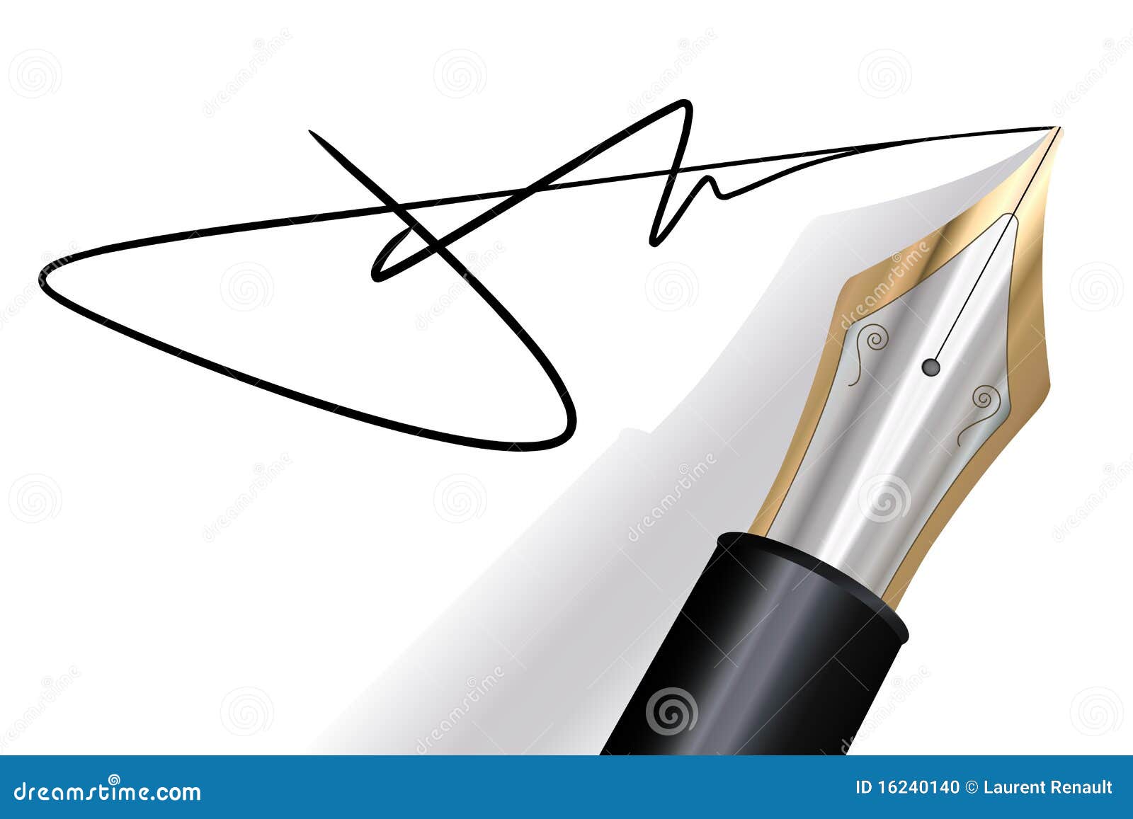 Signing With A Fountain Pen Stock Vector - Image: 16240140