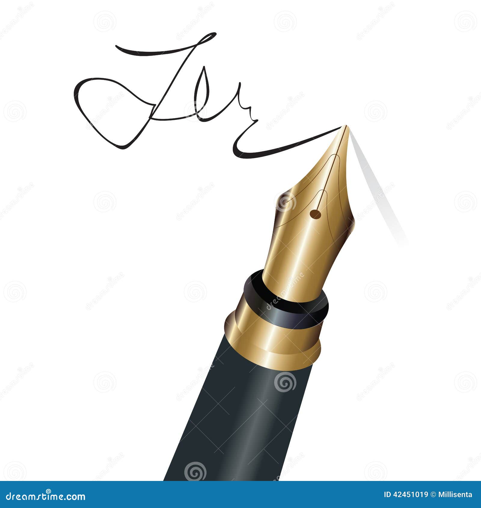 Signing with a Fountain Pen Stock Vector - Illustration of stationery ...