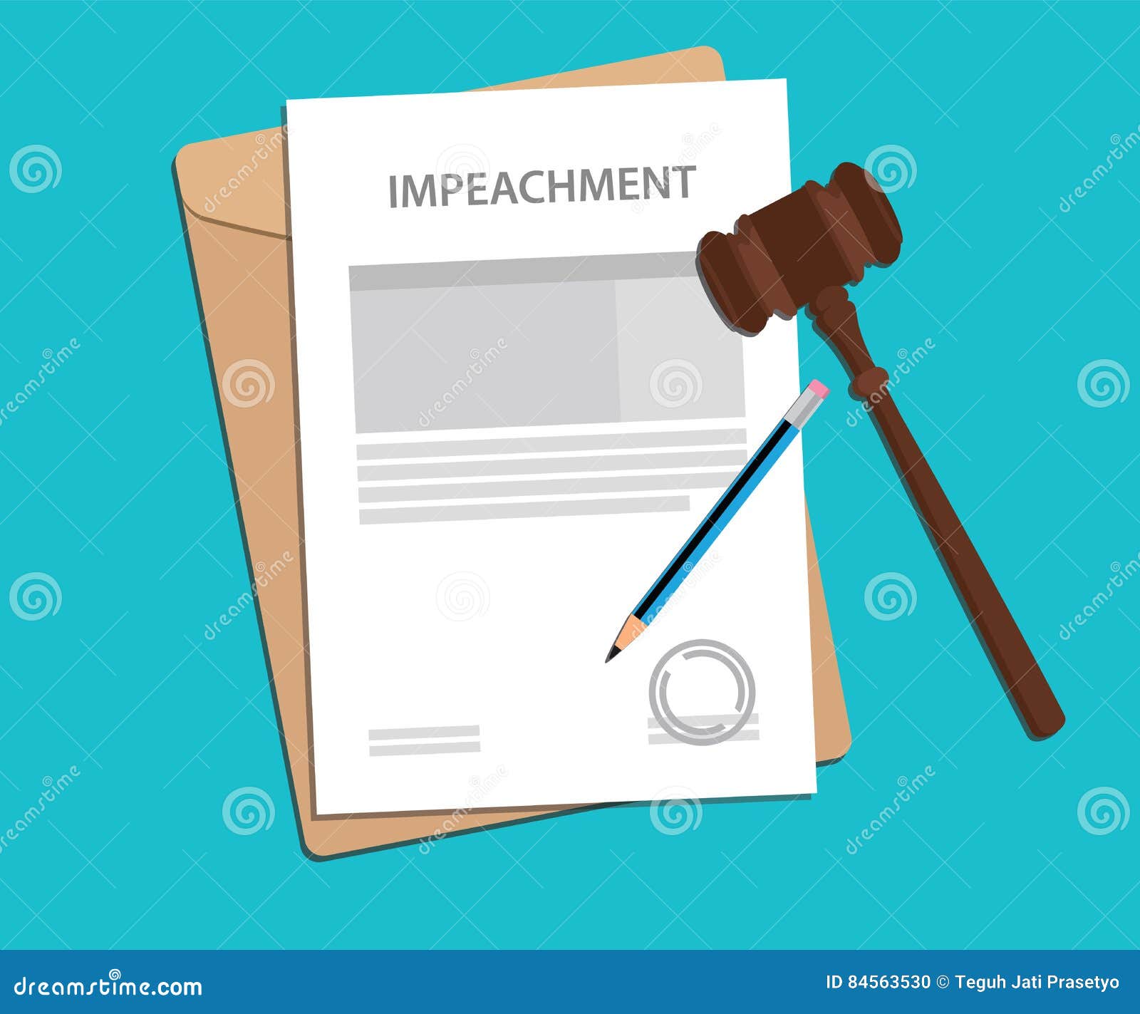 Signing Impeachment Concept Illustration with Gavel and Pencil Stock ...