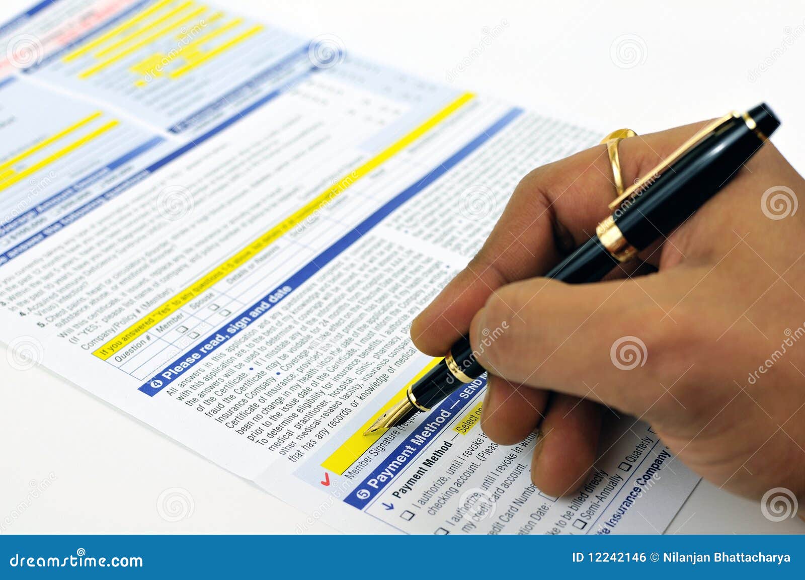 Signing insurance form stock photo. Image of office, form - 12242146