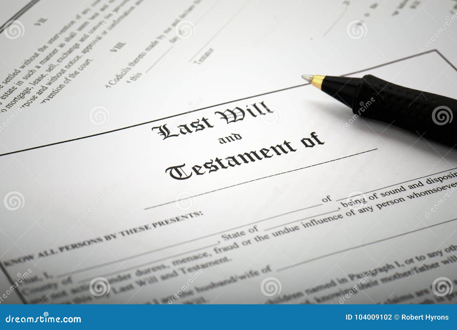 Man Signing A Last Will And Testament Document In Notary Public Office ...