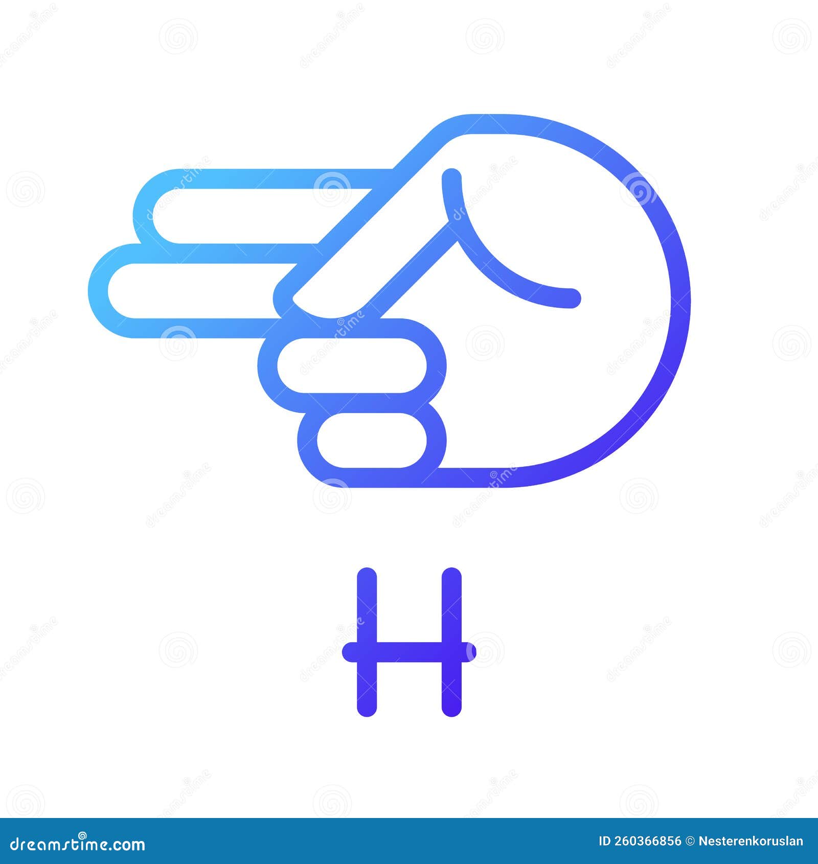 Signing Letter H in ASL Pixel Perfect Gradient Linear Vector Icon Stock ...