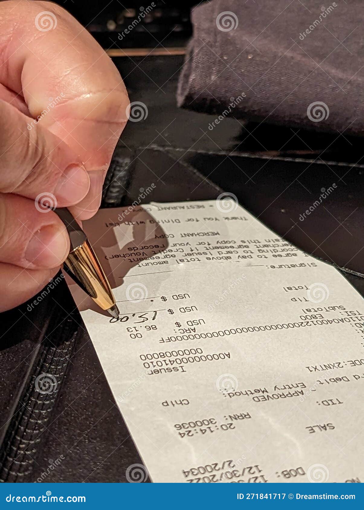 Signing Restaurant Receipt after Dinner Stock Image - Image of receipt ...