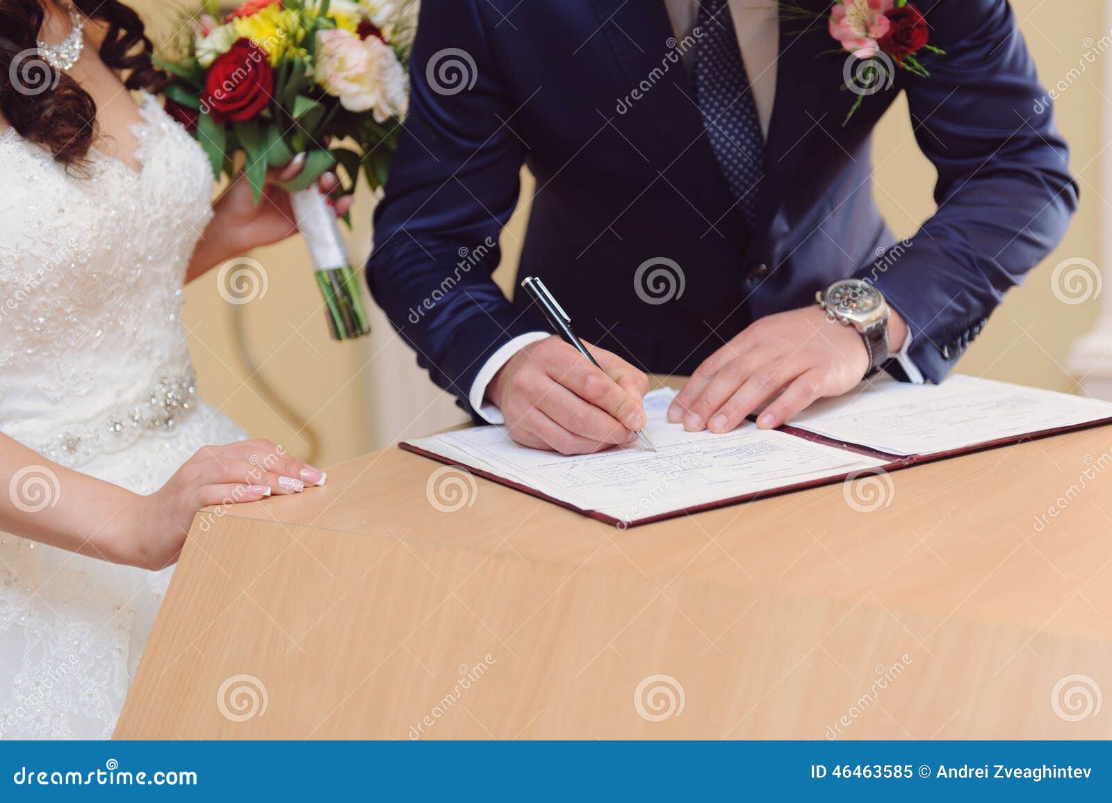 Signing Wedding Contract stock image. Image of document - 46463585