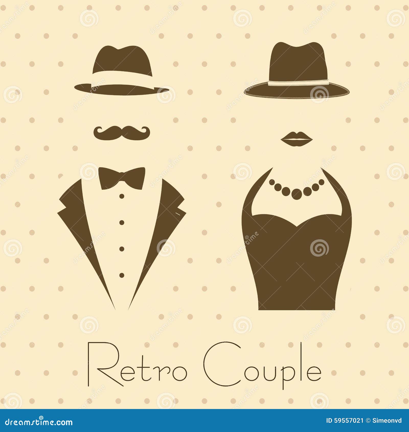Signore E Signora Nello Stile D'annata Illustrazione Vettoriale ...