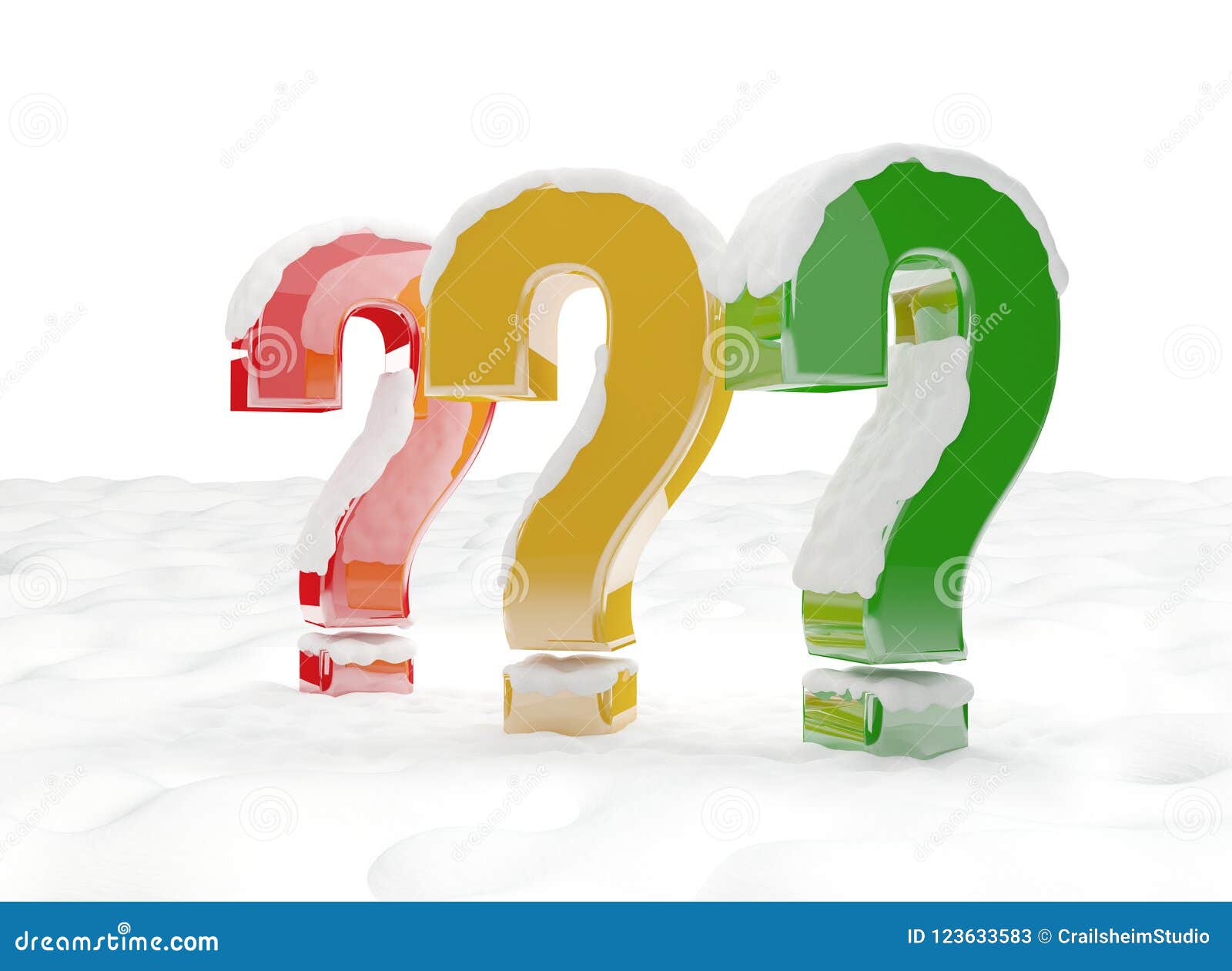 Signos De Interrogaciones Con La Nieve 3d-illustration Stock de ...