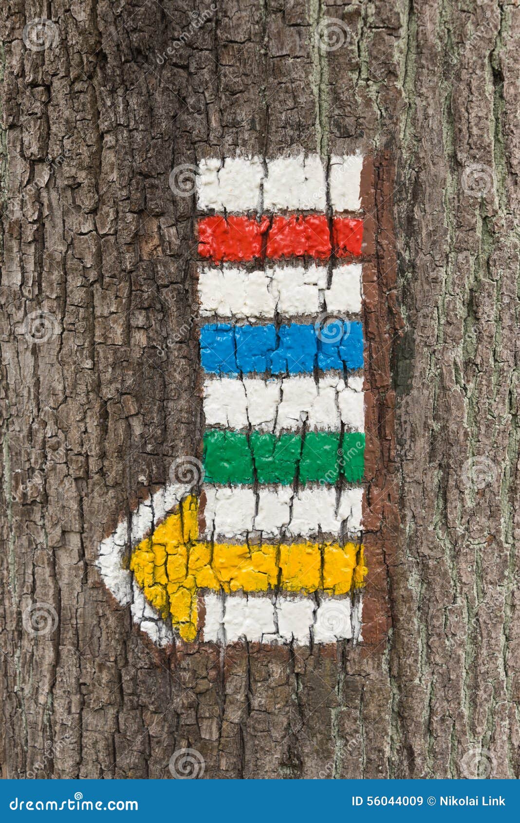 Signpost on bark stock image. Image of post, colorful - 56044009