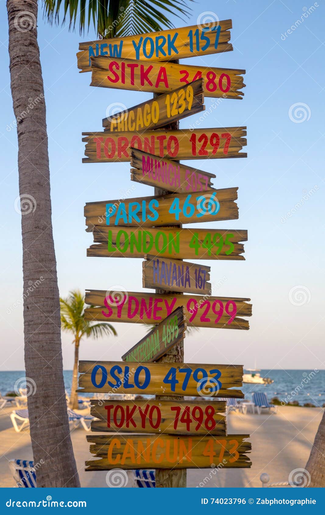 Signpost by the Beach stock photo. Image of island, chair - 74023796