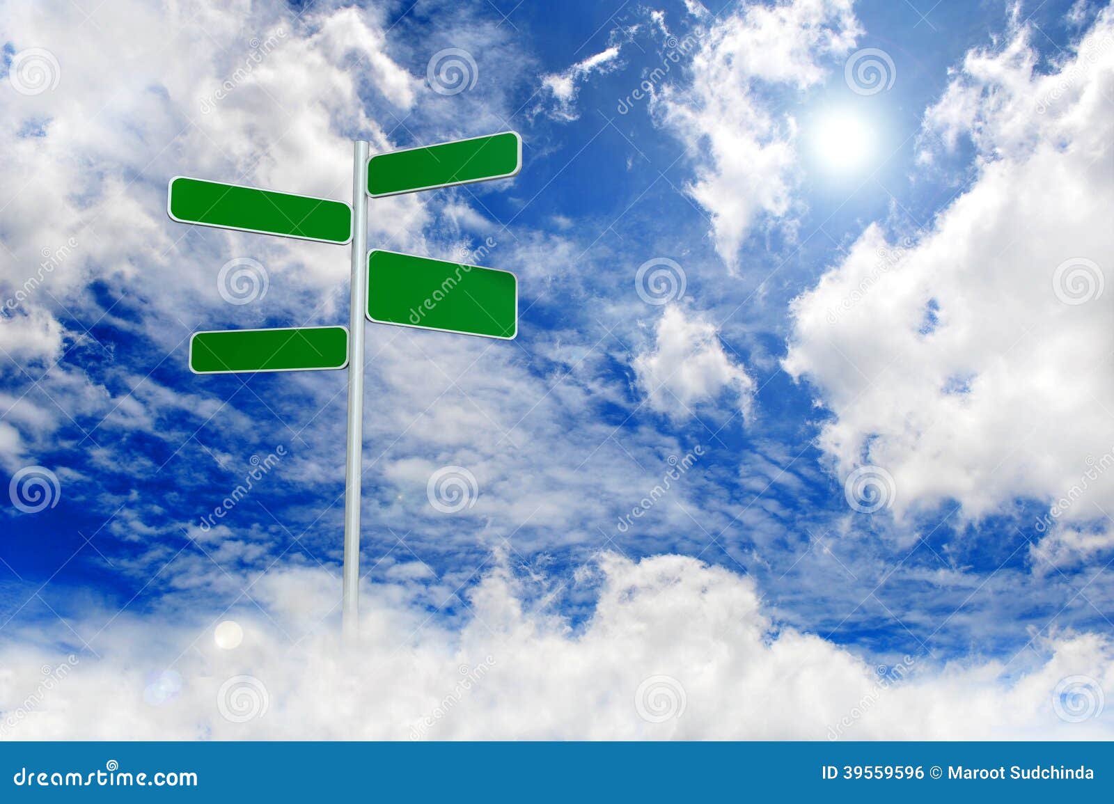 Signpost on Beautiful on Blue Sky. Stock Illustration - Illustration of ...