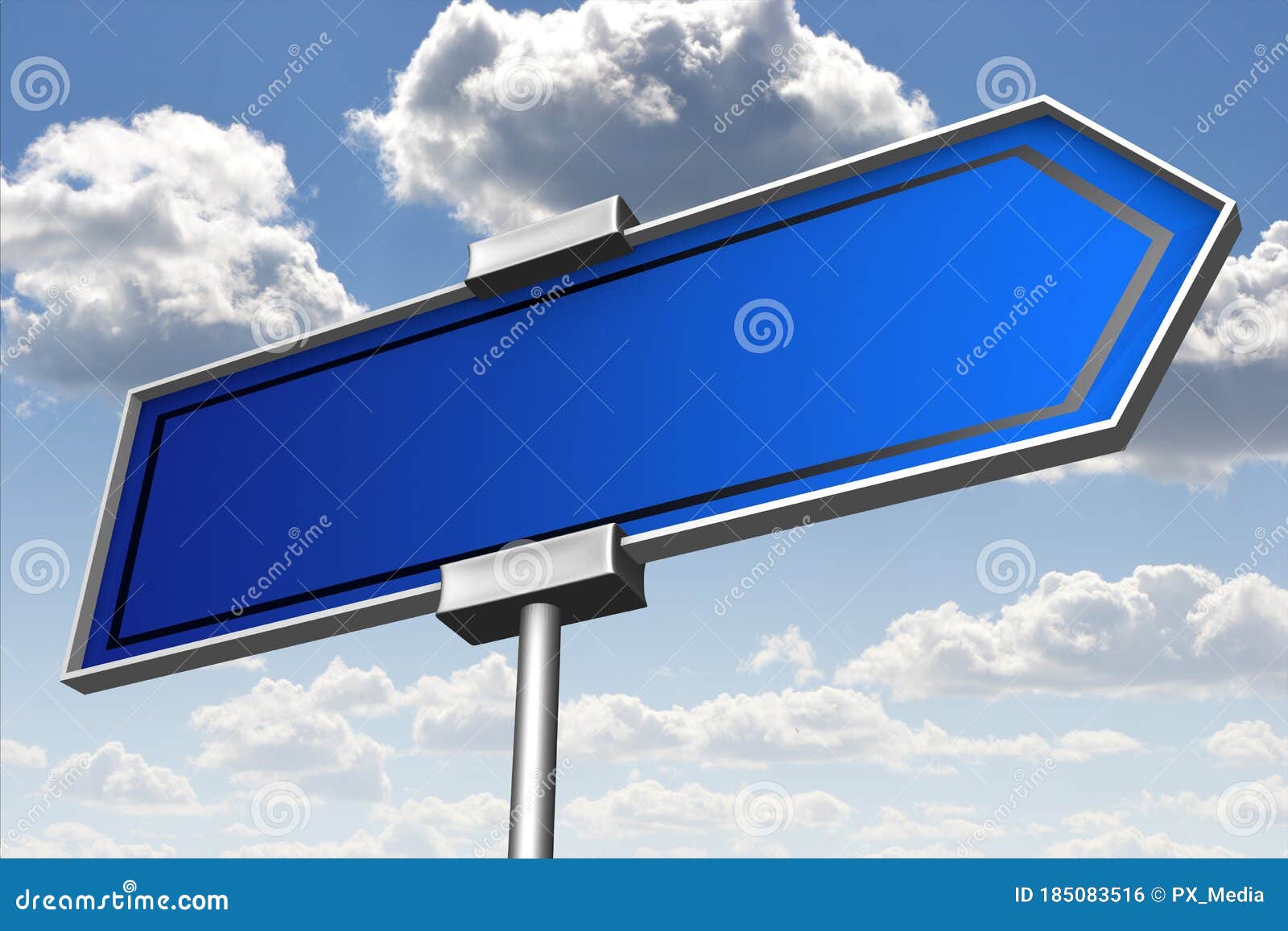 Signpost with Blue Arrow, Sky in Background Stock Illustration ...