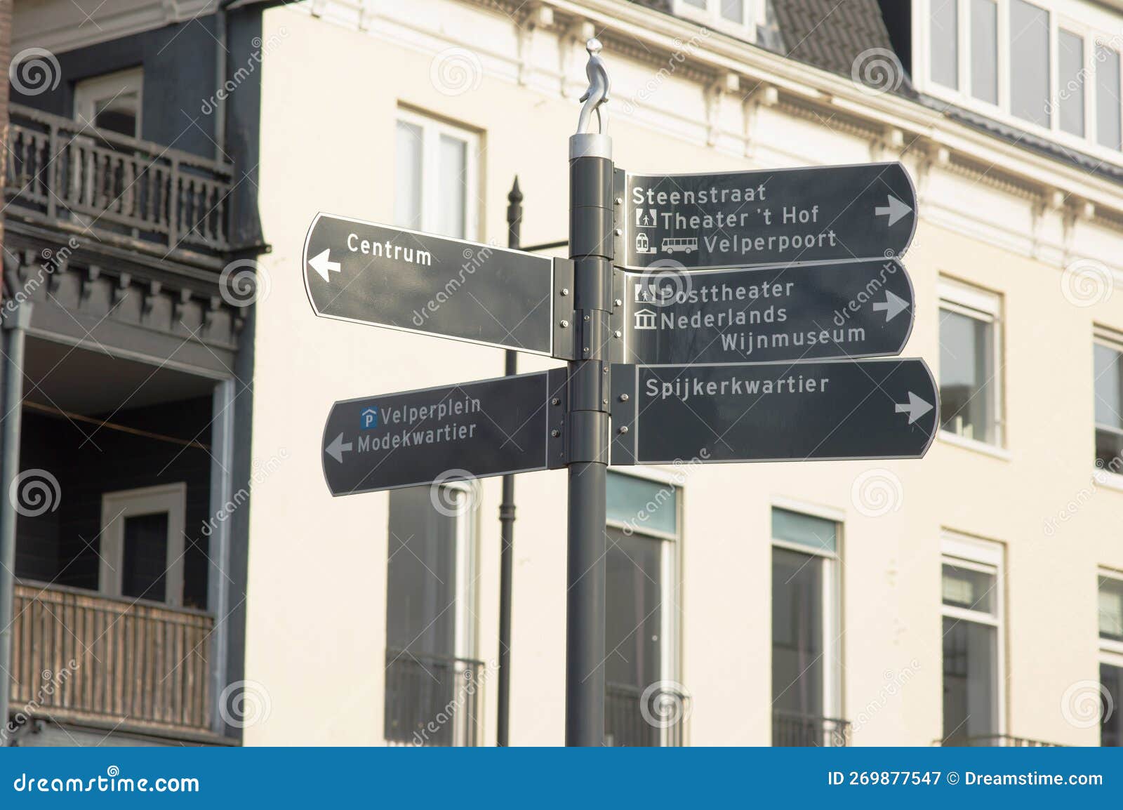 Signpost in the Center of Arnhem, Netherlands Stock Image - Image of ...