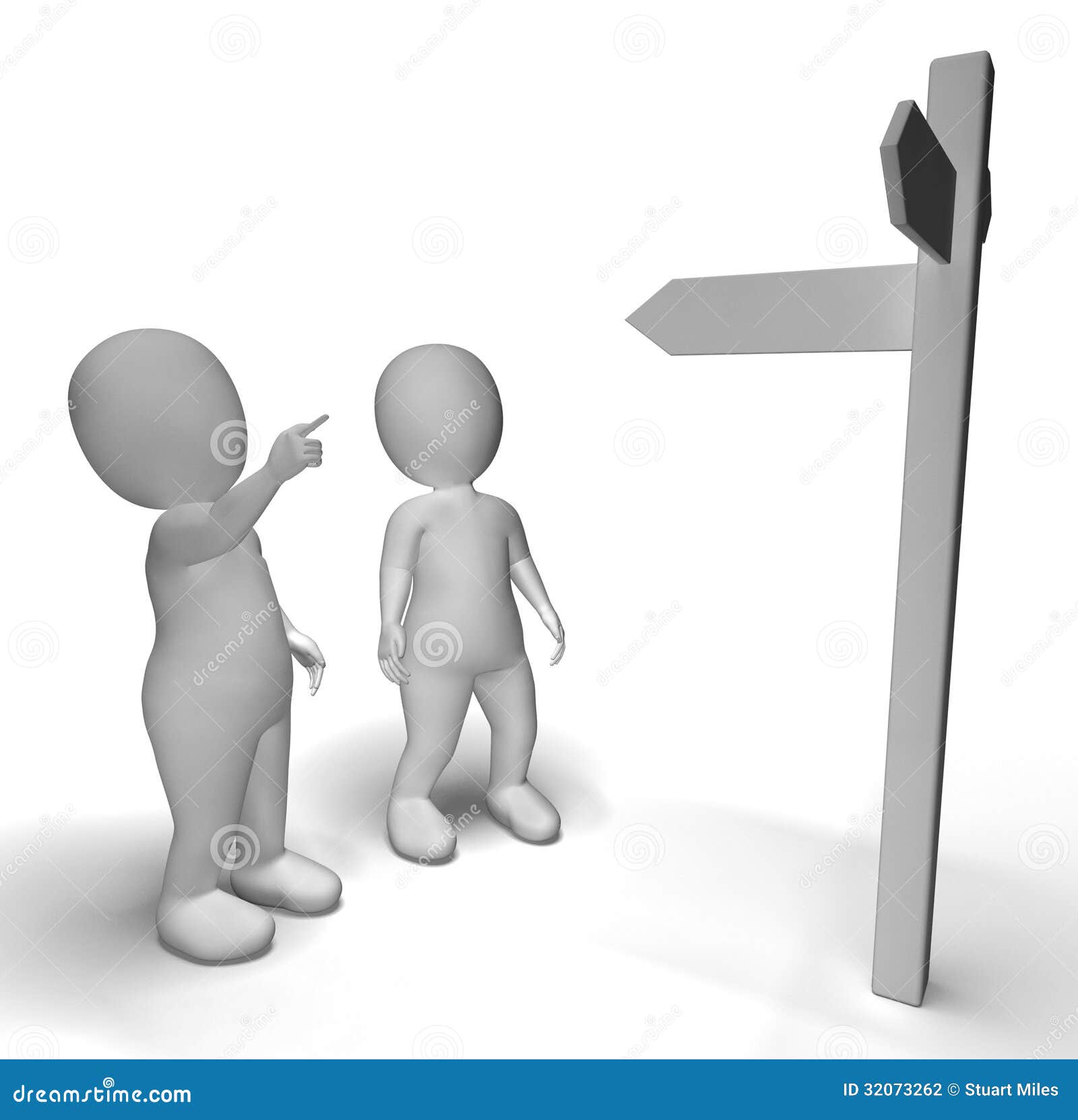 Signpost with 3d Characters Shows Travelling or Guidance Stock ...
