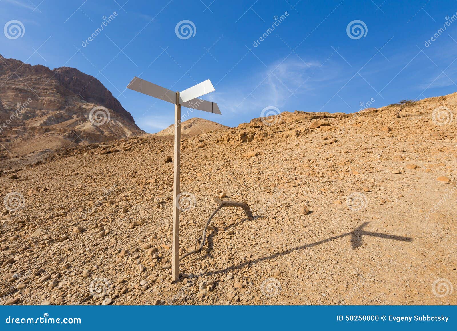 Signpost in desert. stock photo. Image of rocks, trail - 50250000