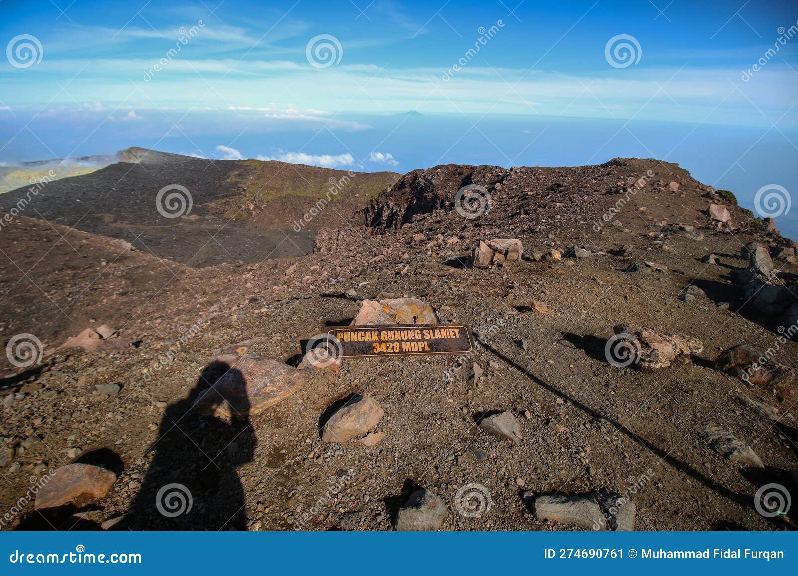 Signpost of the Highest Peak of Mount Slamet, Central Java, Indonesia ... Signpost of the Highest Peak of Mount Slamet, Central Java, Indonesia ...