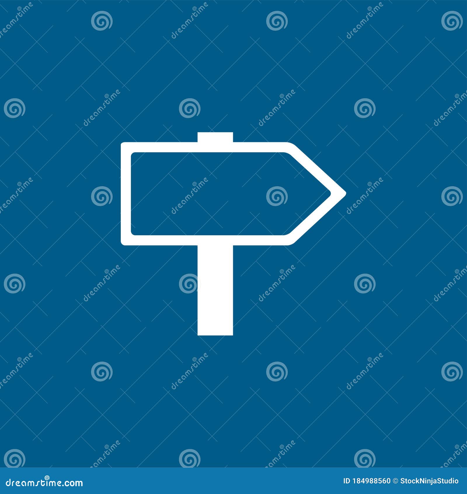 Signpost Icon on Blue Background. Blue Flat Style Vector Illustration ...