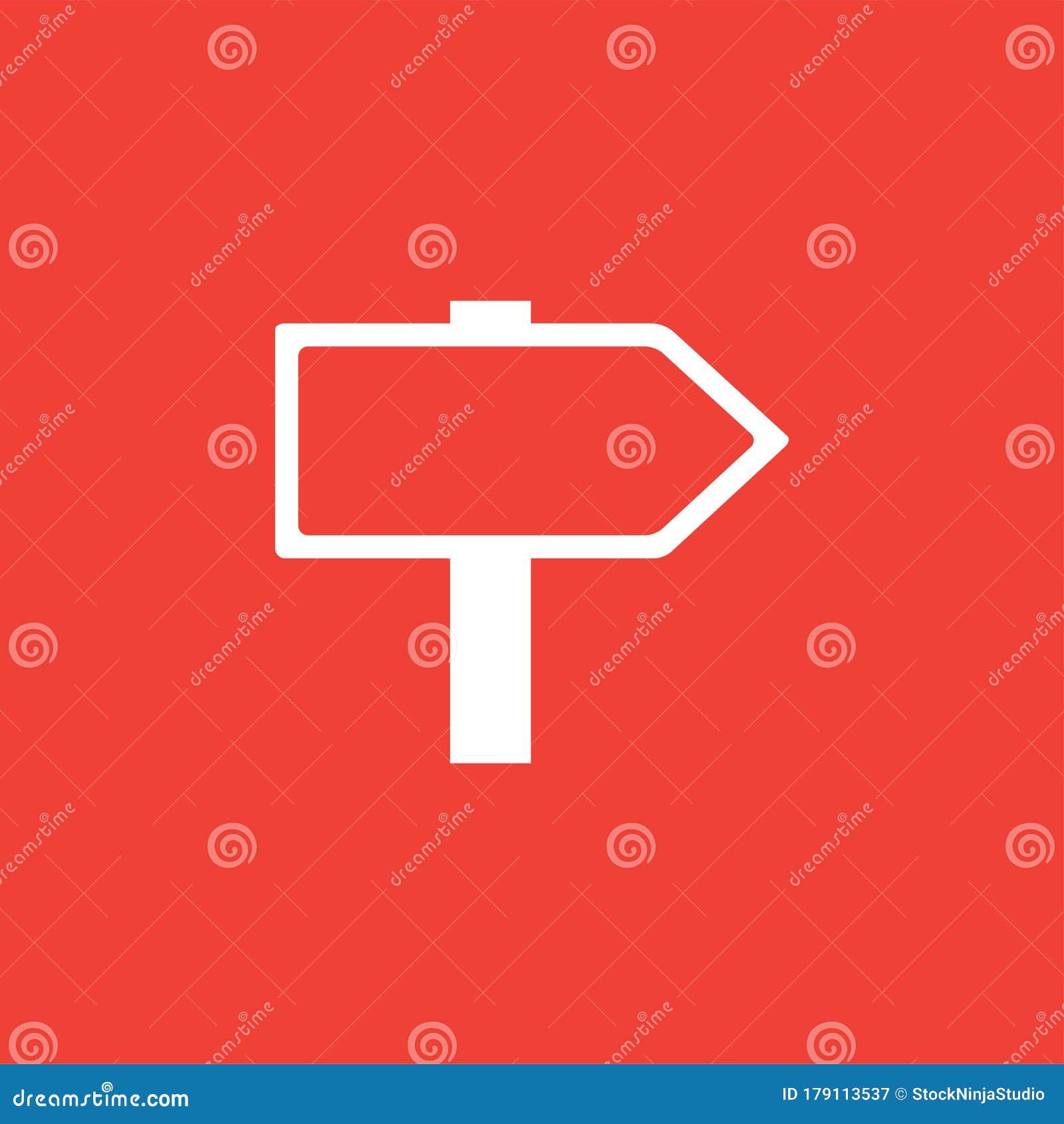 Signpost Icon on Red Background. Red Flat Style Vector Illustration ...