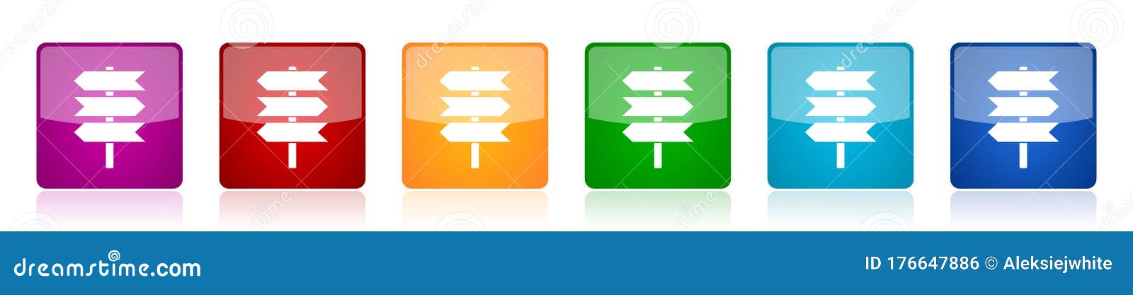 Signpost, Information, Post Icon Set, Colorful Square Glossy Vector ...