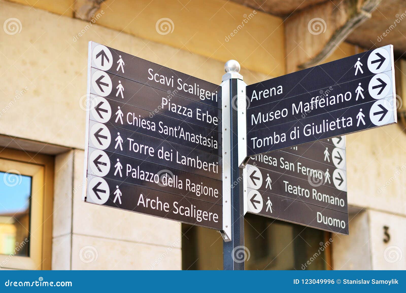 Signpost with Landmarks of Verona, Italy. Editorial Photo - Image of ...