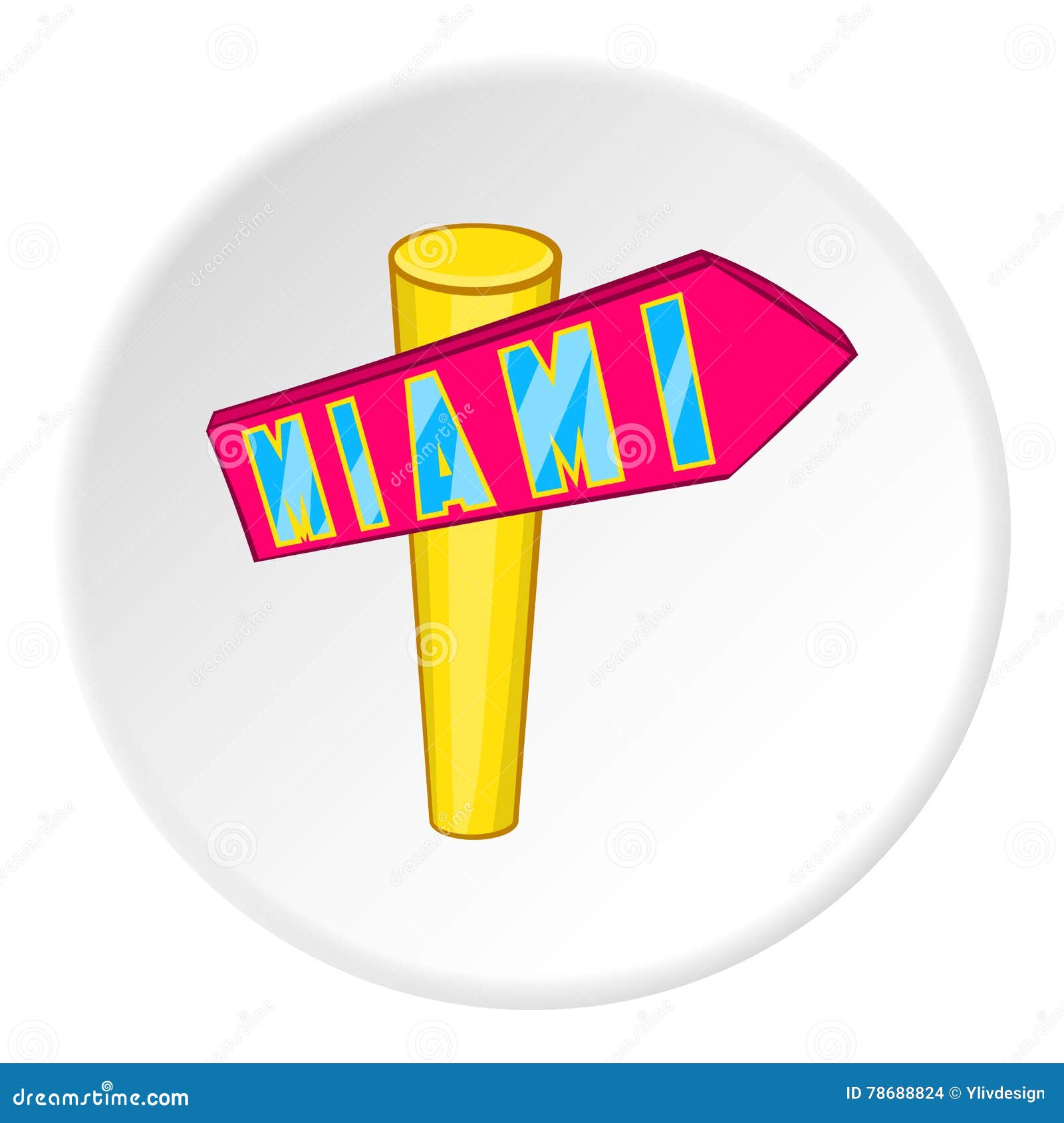 Signpost Miami Icon, Cartoon Style Stock Vector - Illustration of ...