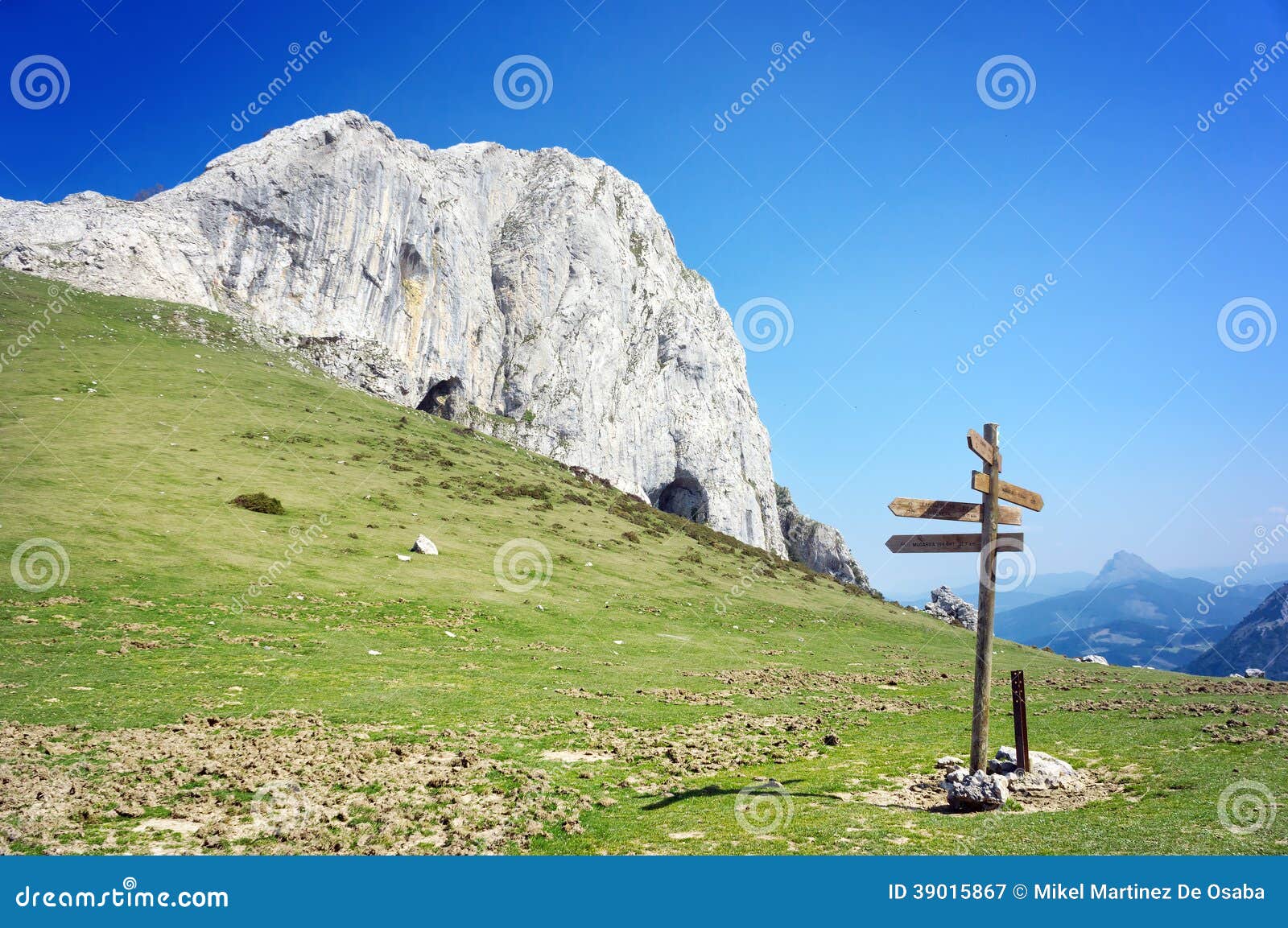 Signpost in the mountain stock image. Image of hiking - 39015867