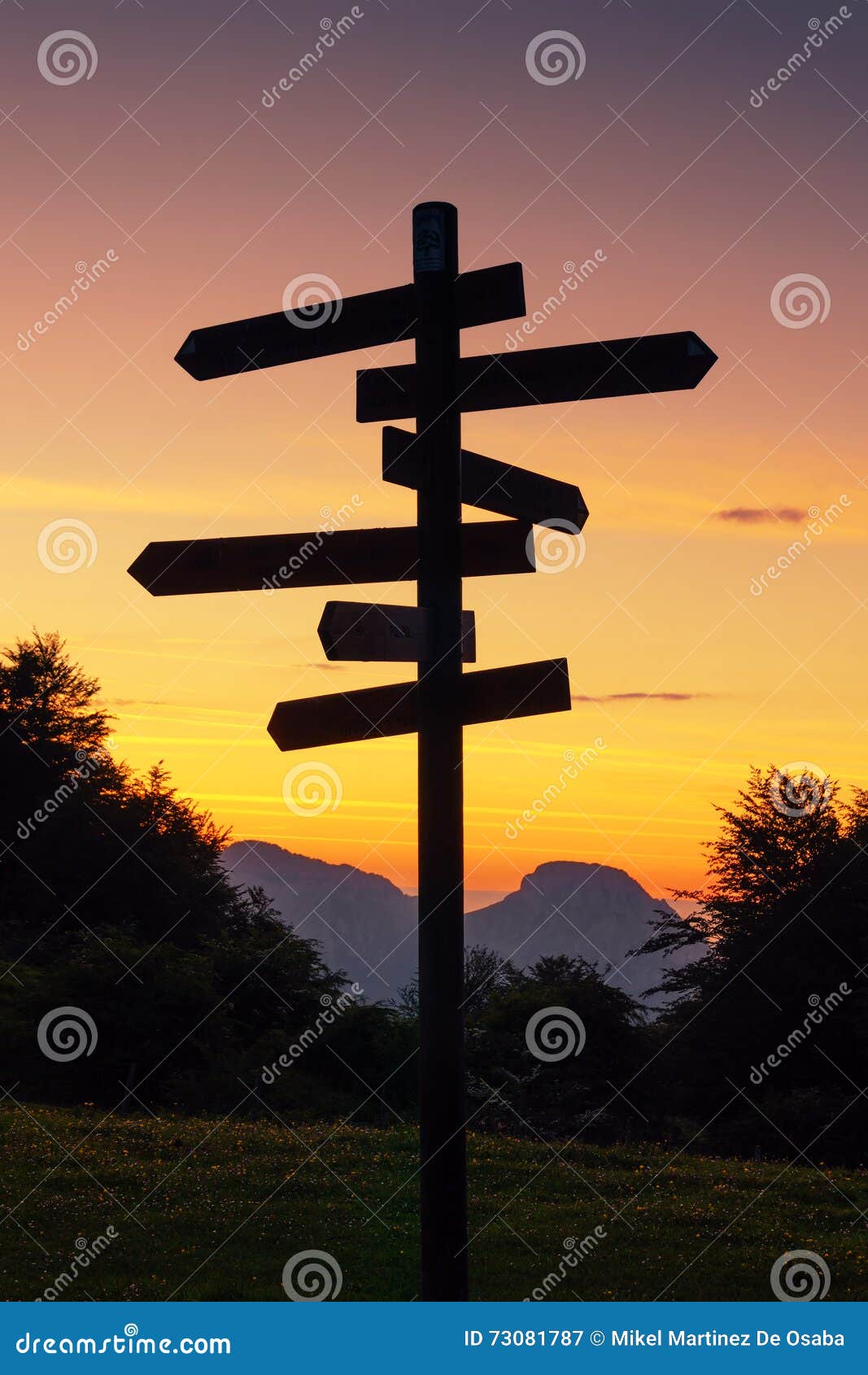 Signpost in the mountain stock image. Image of select - 73081787