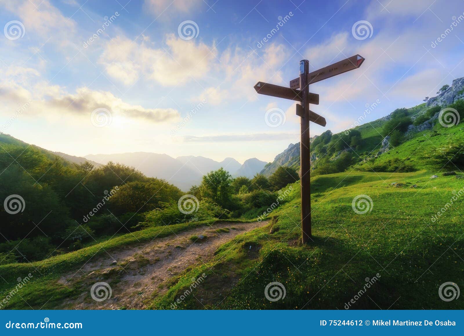 Signpost in mountain stock photo. Image of choice, mountains - 75244612