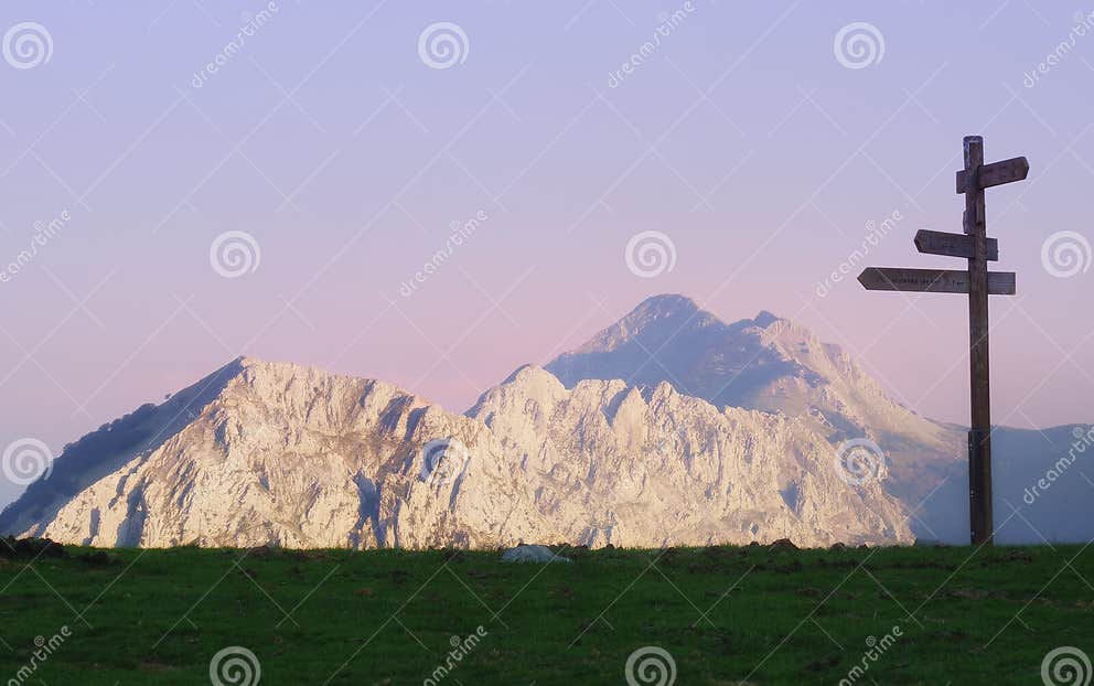 Signpost in the mountain stock photo. Image of wooden - 77967036