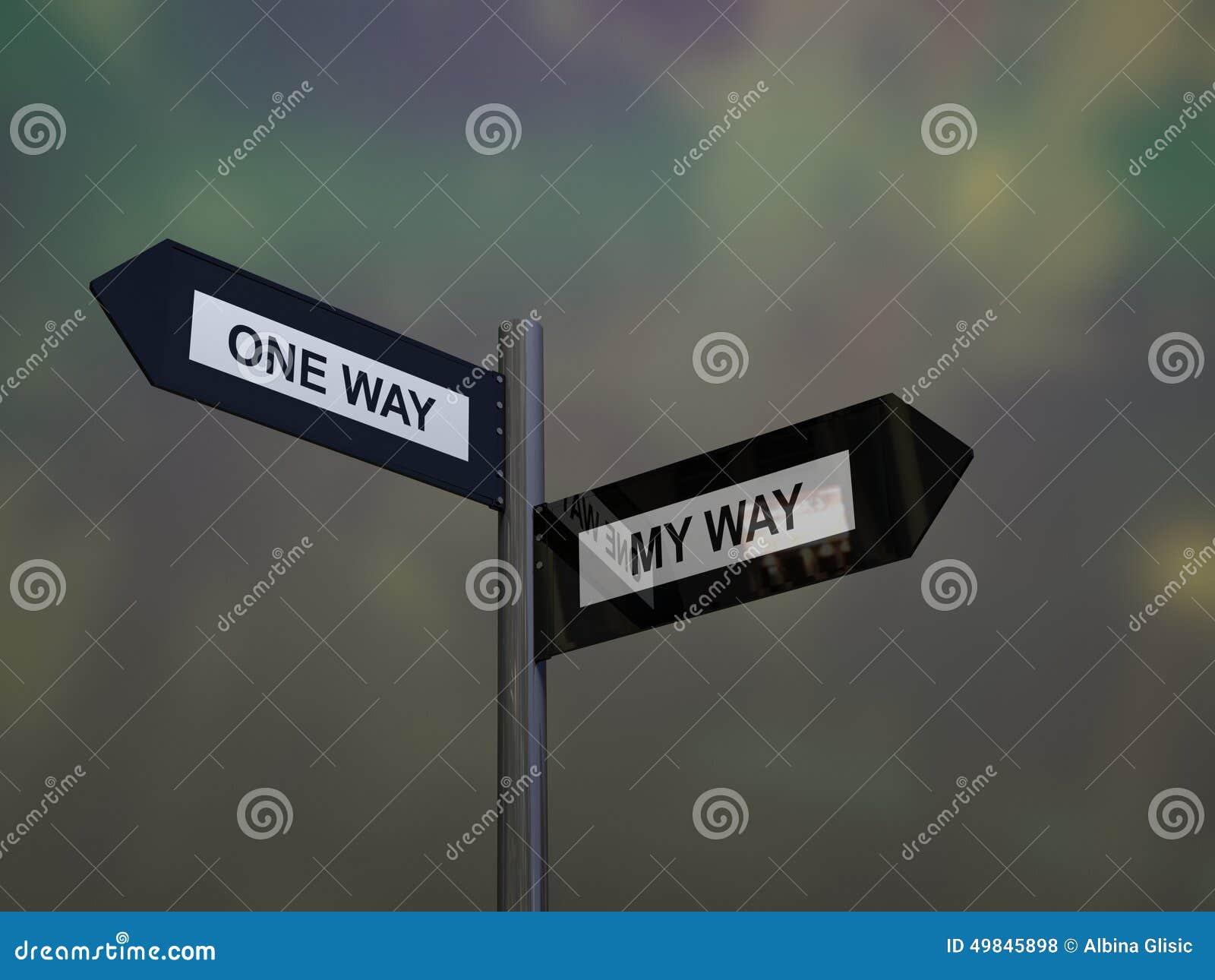 Signpost with One Way or My Way Direction Choices Stock Illustration ...