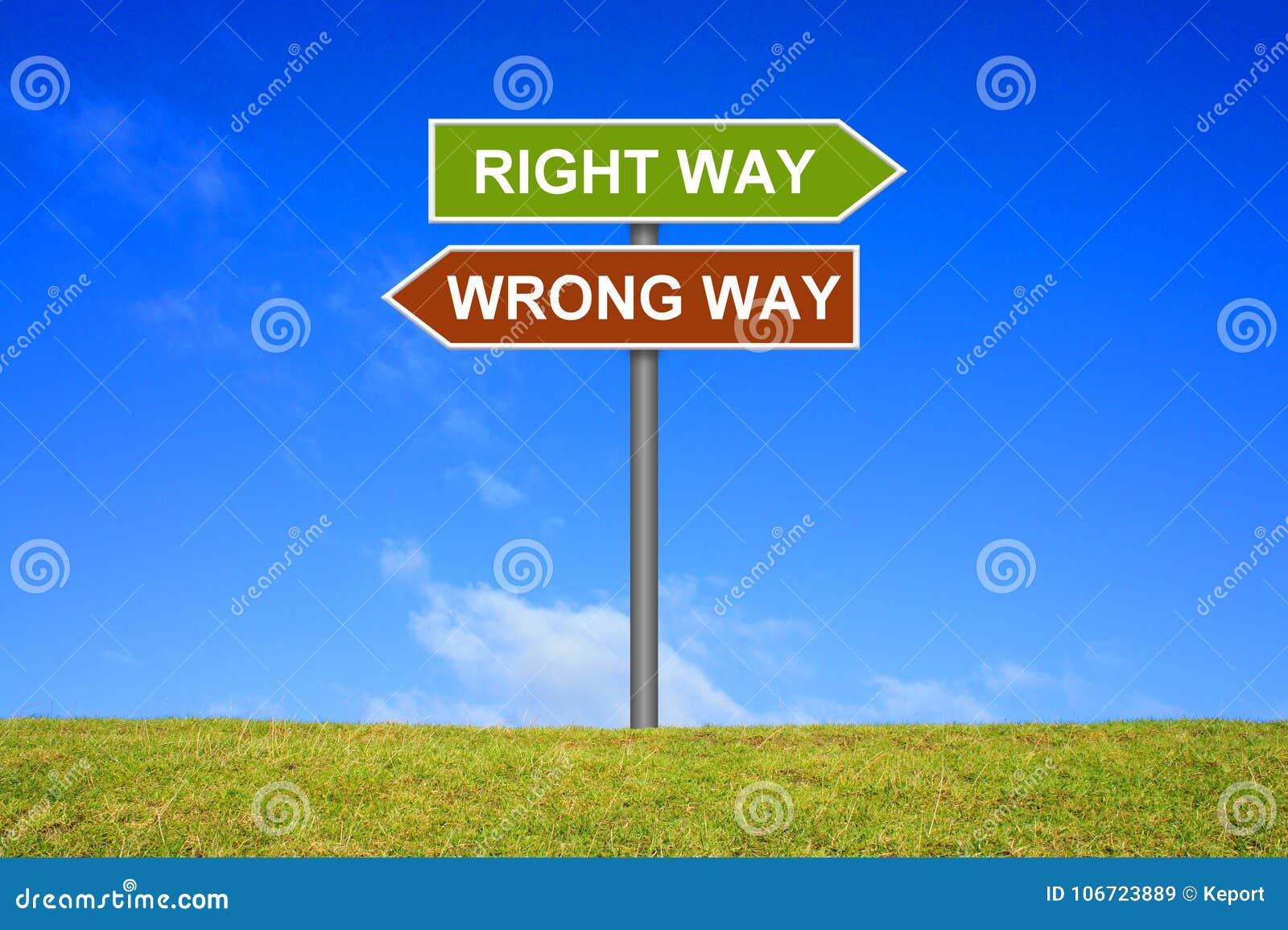 Signpost Showing Right or Wrong Way Stock Image - Image of waymarker ...